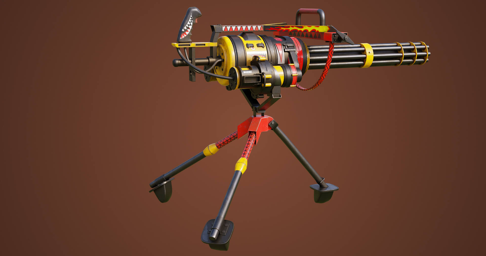 M134 Minigun Red Shark Skin All PBR Textures Included - 3D Model by ...