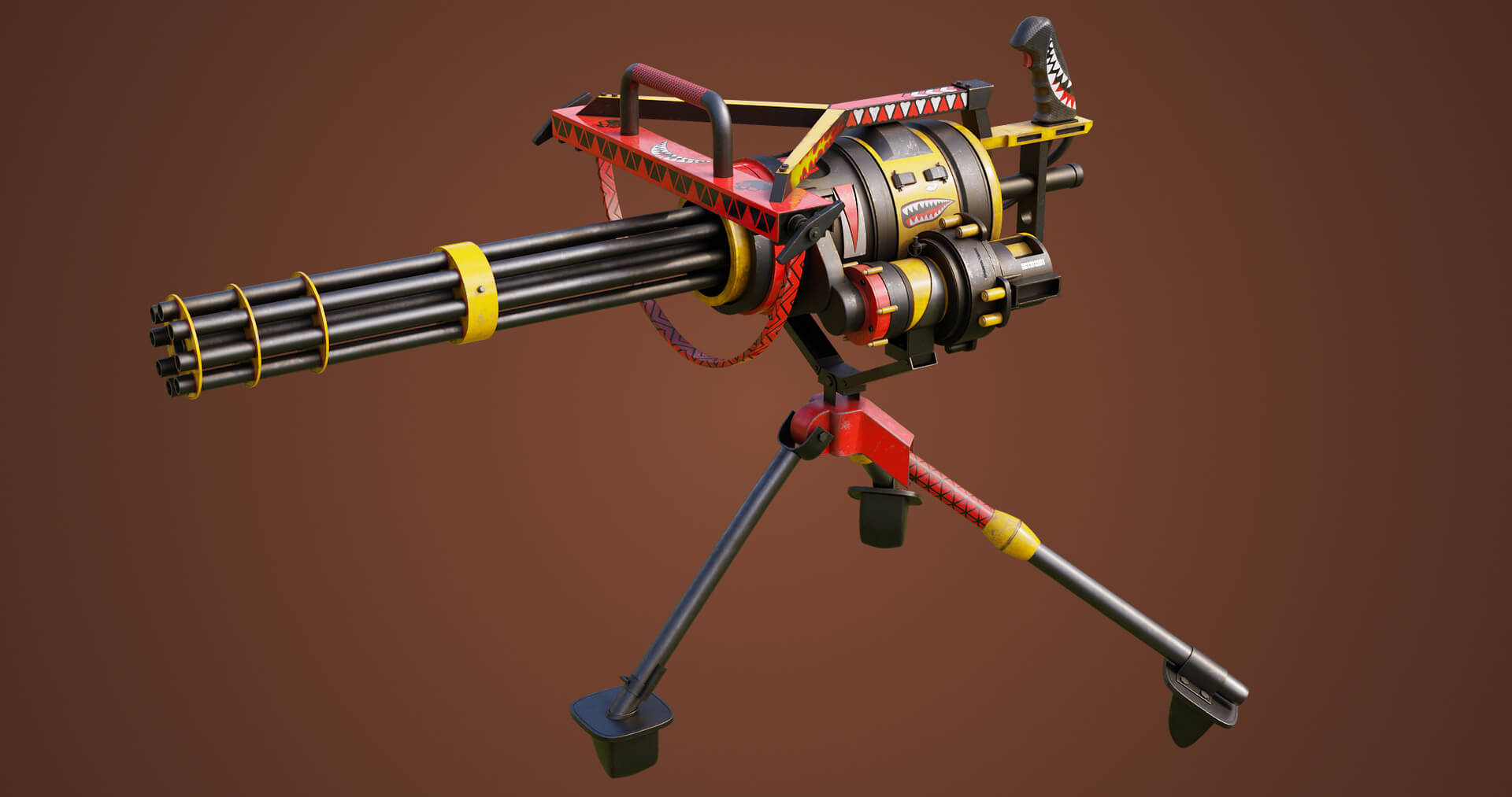 M134 Minigun Red Shark Skin All PBR Textures Included - 3D Model by ...