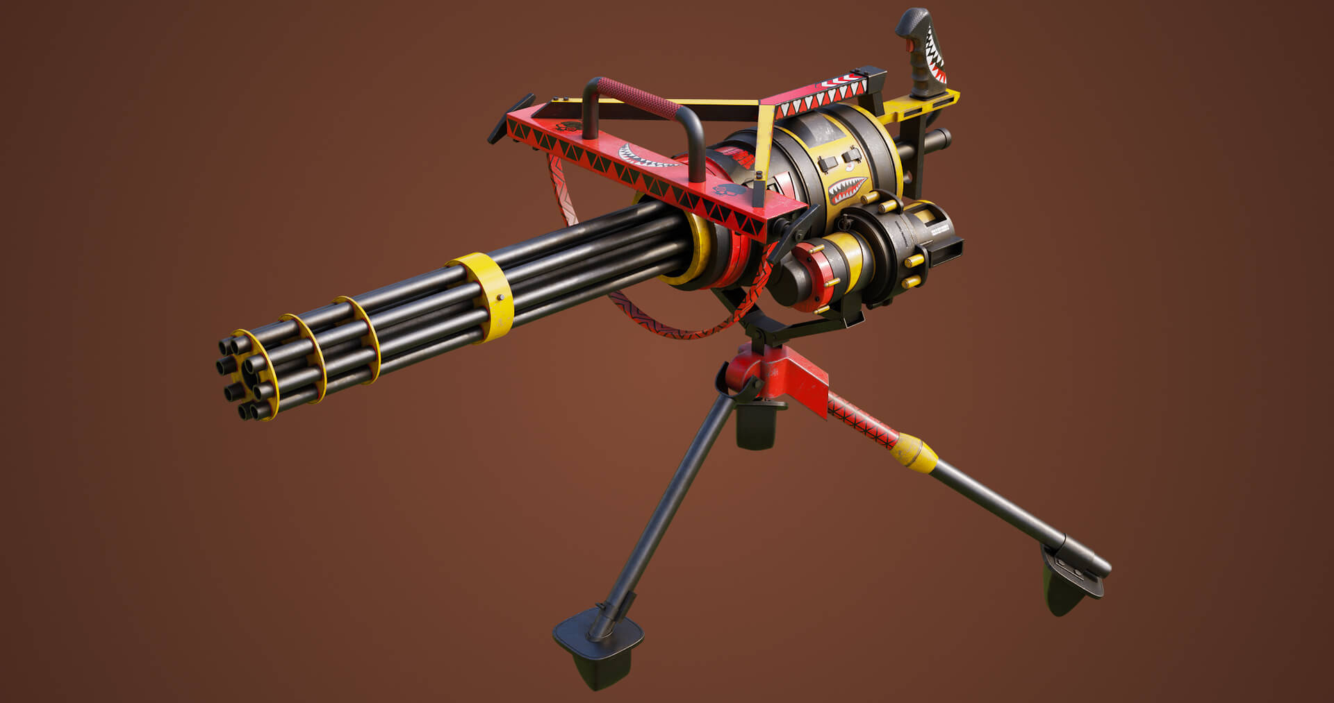 M134 Minigun Red Shark Skin All PBR Textures Included - 3D Model by ...