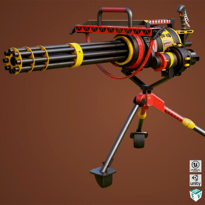M134 Minigun Red Shark Skin All PBR Textures Included - 3D Model by ...