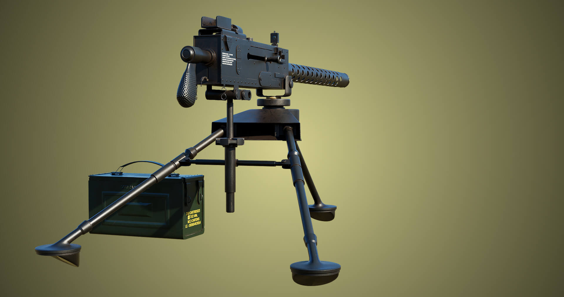 M1919 Browning Gun All PBR Unity UE Textures Included - 3D Model by ...