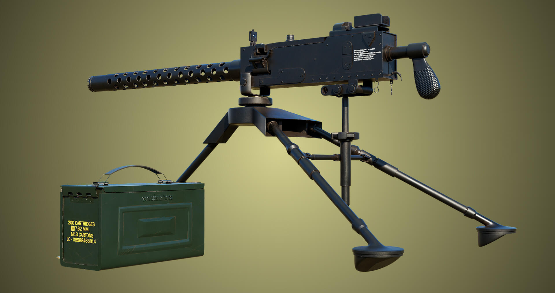 M1919 Browning Gun All PBR Unity UE Textures Included - 3D Model by ...
