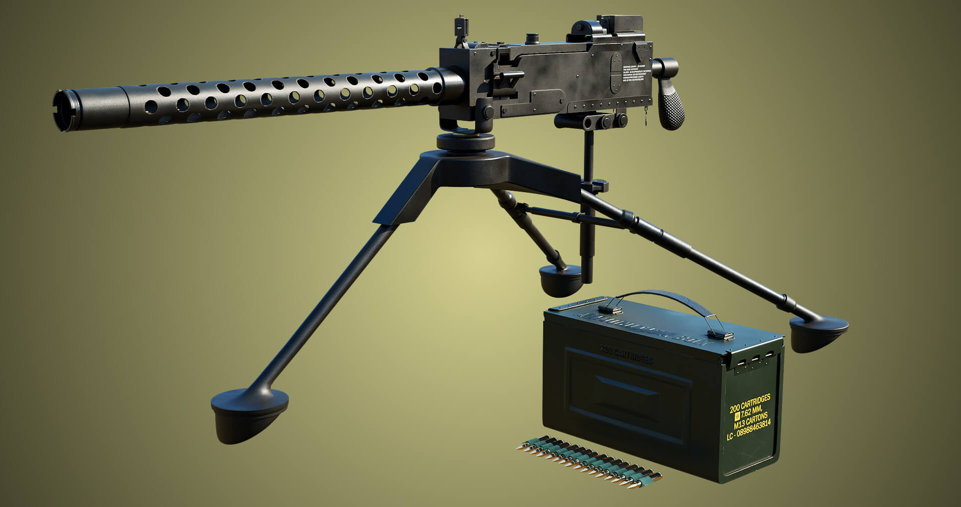 M1919 Browning Gun All PBR Unity UE Textures Included - 3D Model by ...
