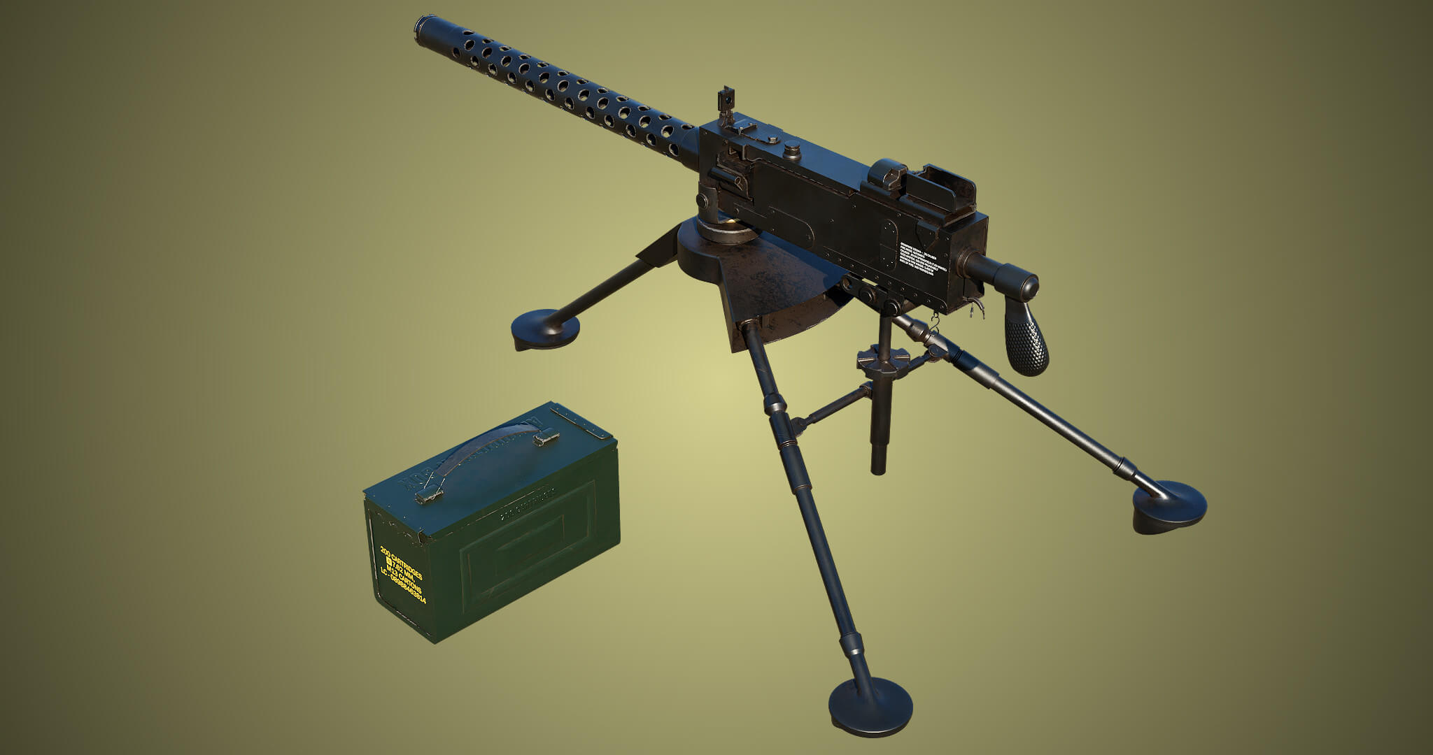 M1919 Browning Gun All PBR Unity UE Textures Included - 3D Model by Eight Vertex