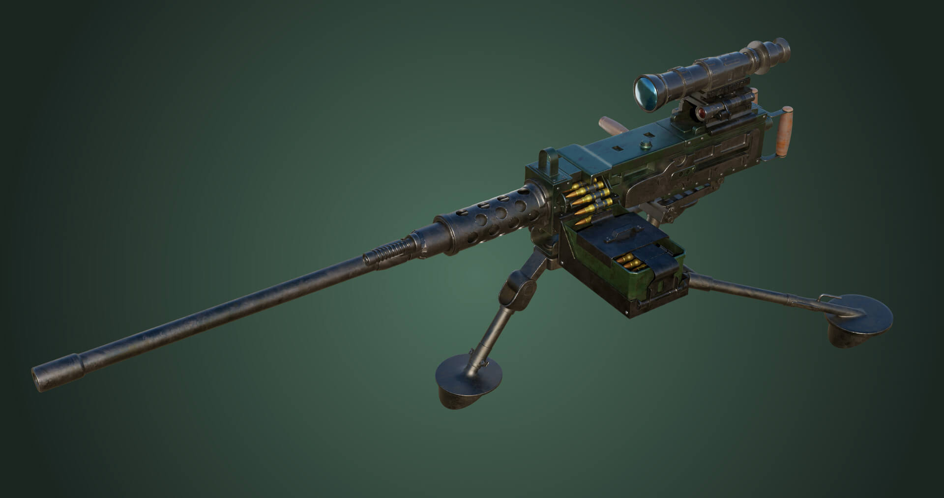 M2 Browning Machine Gun All PBR Unity UE Textures Included - 3D Model ...