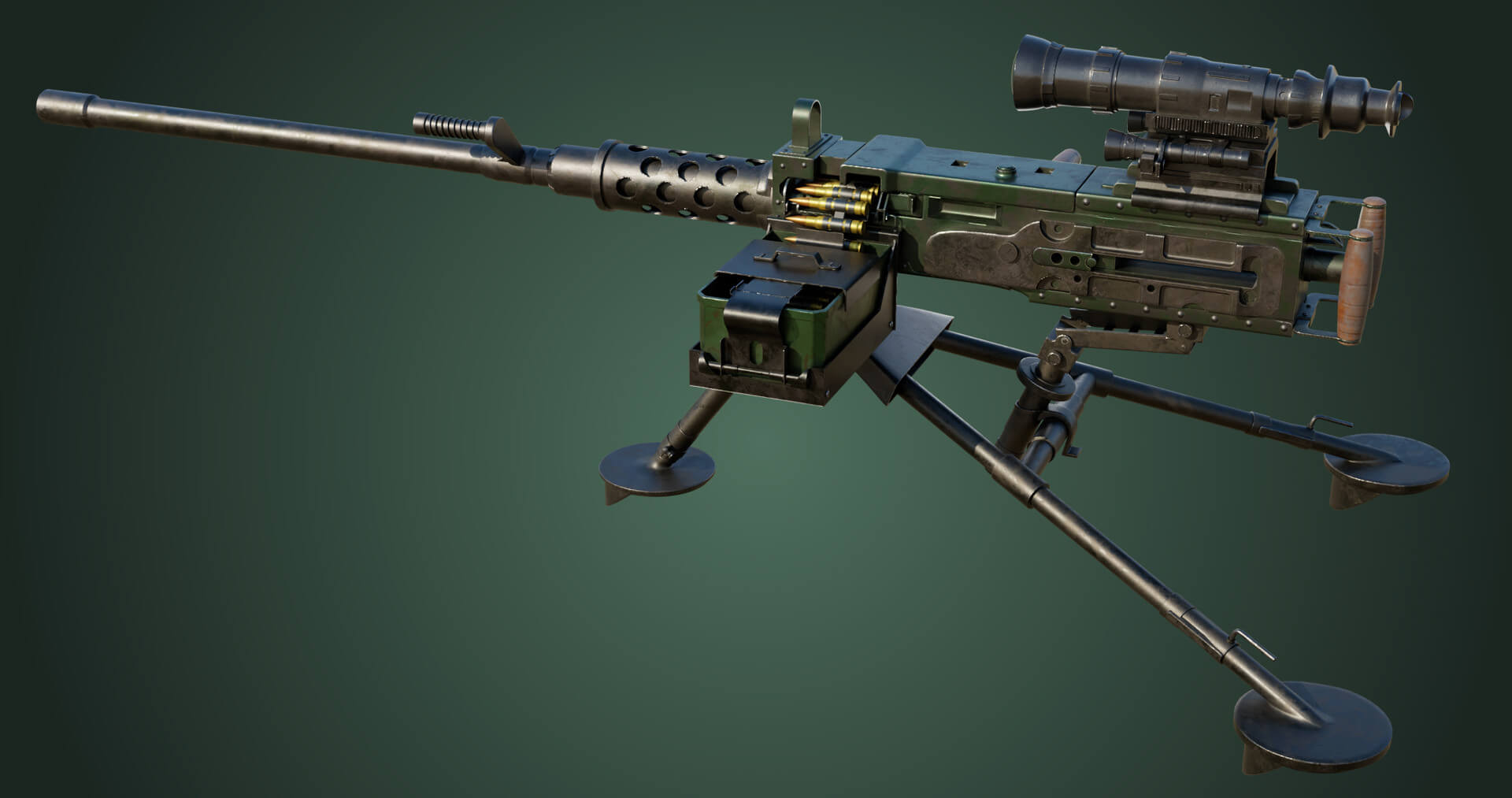 M2 Browning Machine Gun All PBR Unity UE Textures Included - 3D Model by Eight Vertex