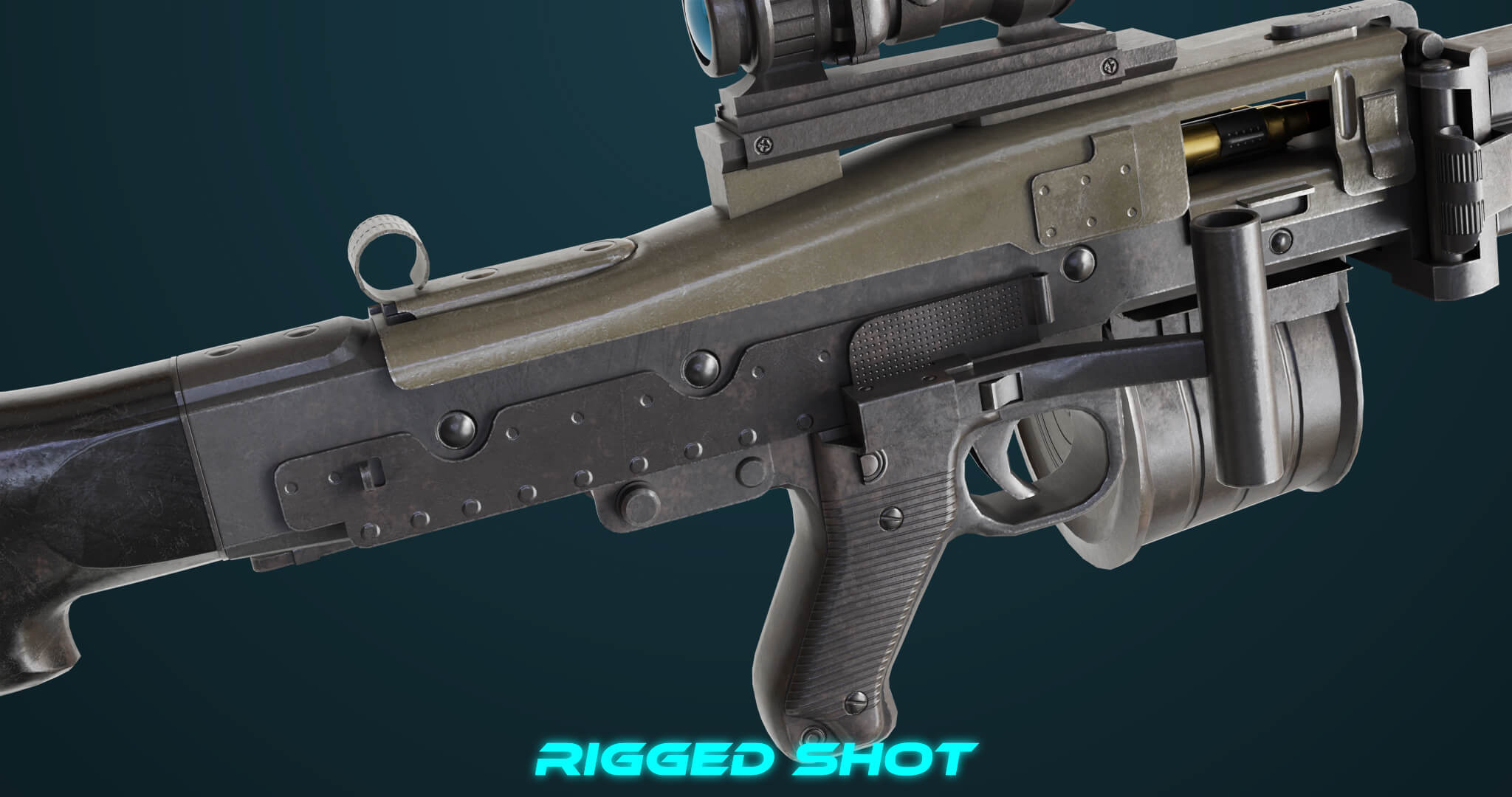 Machine Gun 08 Black All PBR Unity UE Textures - 3D Model by Eight Vertex