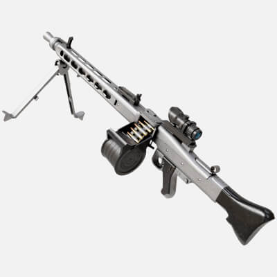 Machine Gun 08 Silver All PBR Unity UE Textures - 3D Model by Eight Vertex