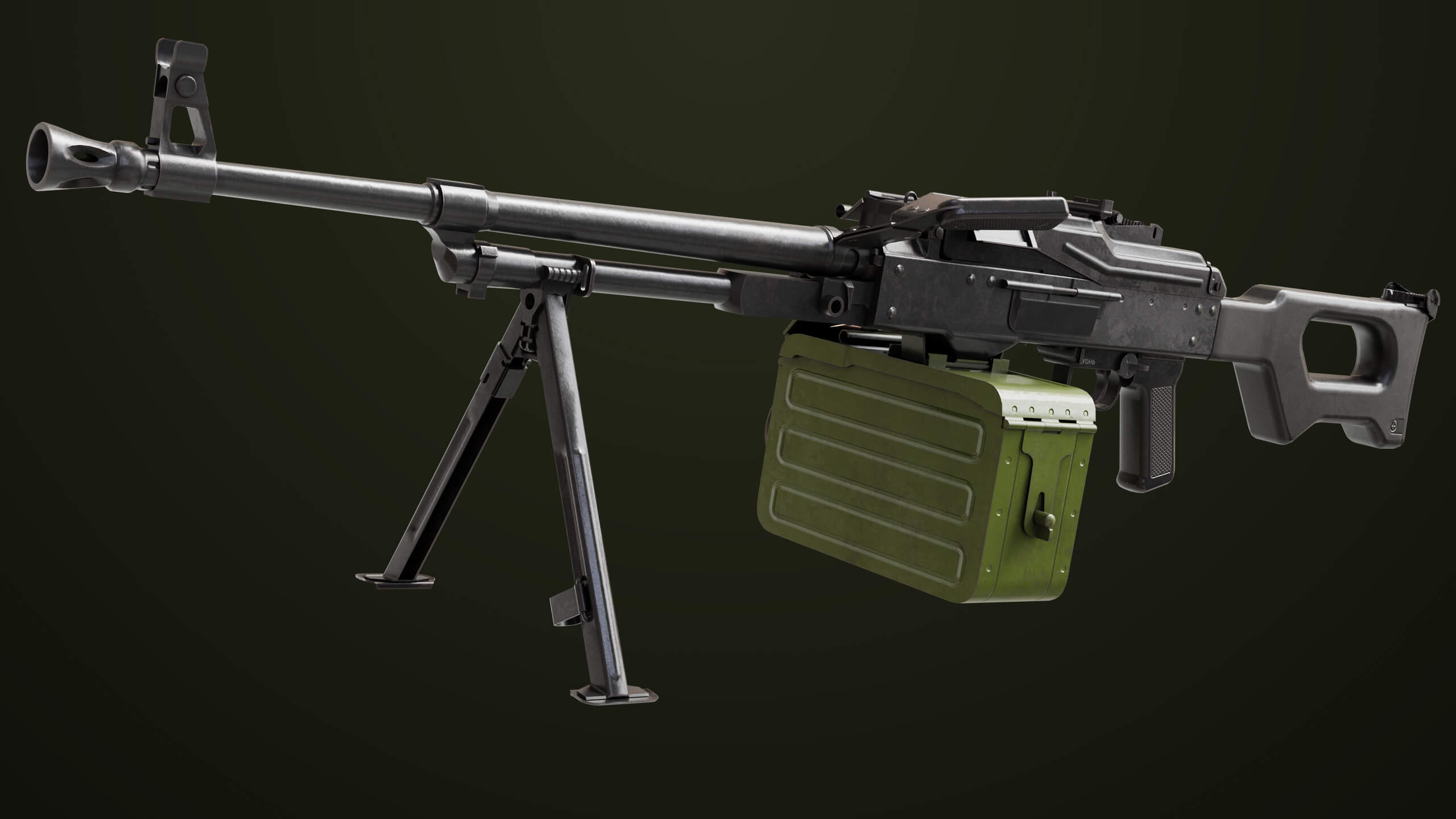 Machine Gun 11 Metal All PBR Unity UE Textures - 3D Model by Eight Vertex