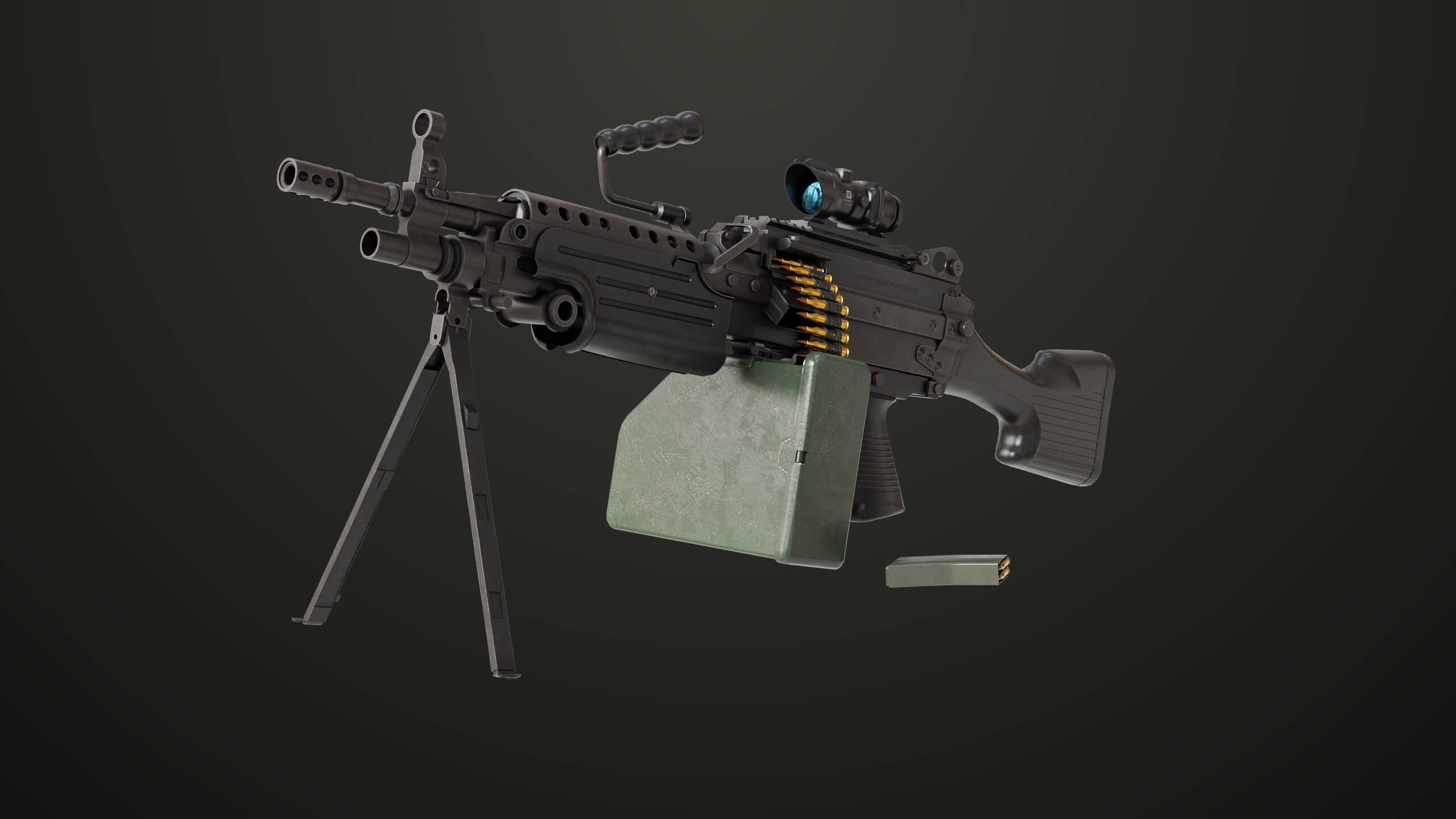 Machine Gun 12 All PBR Unity UE Textures - 3D Model by Eight Vertex
