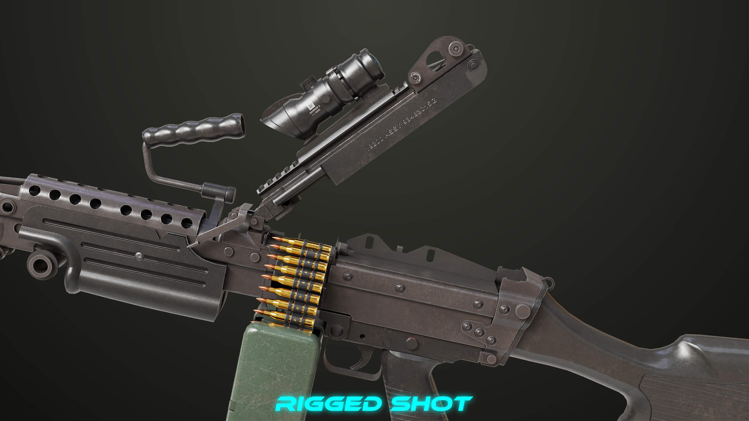 Machine Gun 12 All PBR Unity UE Textures - 3D Model by Eight Vertex