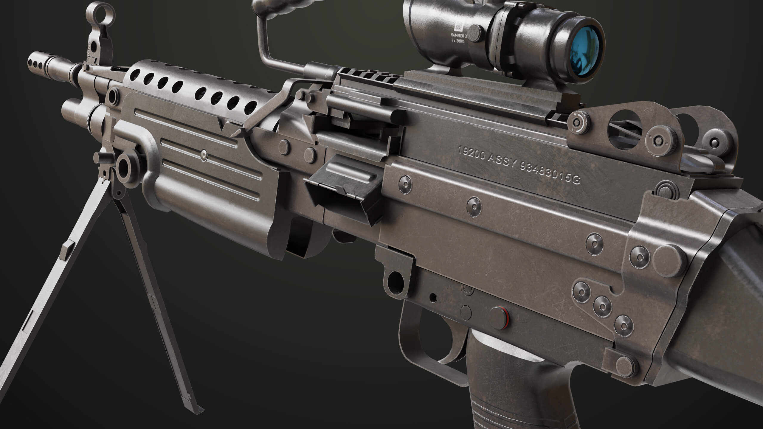 Machine Gun 12 All PBR Unity UE Textures - 3D Model by Eight Vertex