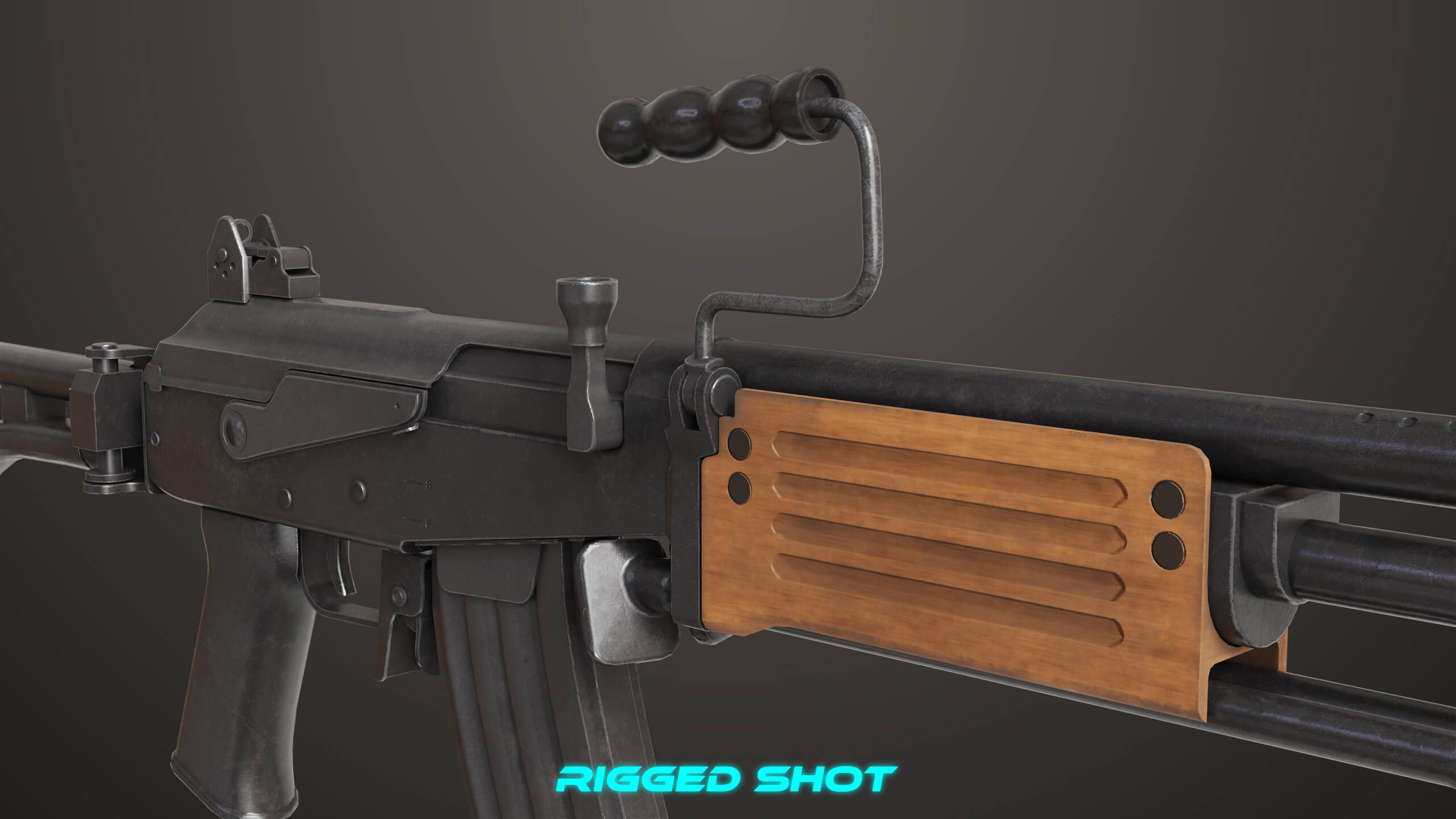 Machine Gun 13 Wood Handle All PBR Unity UE Textures - 3D Model by ...