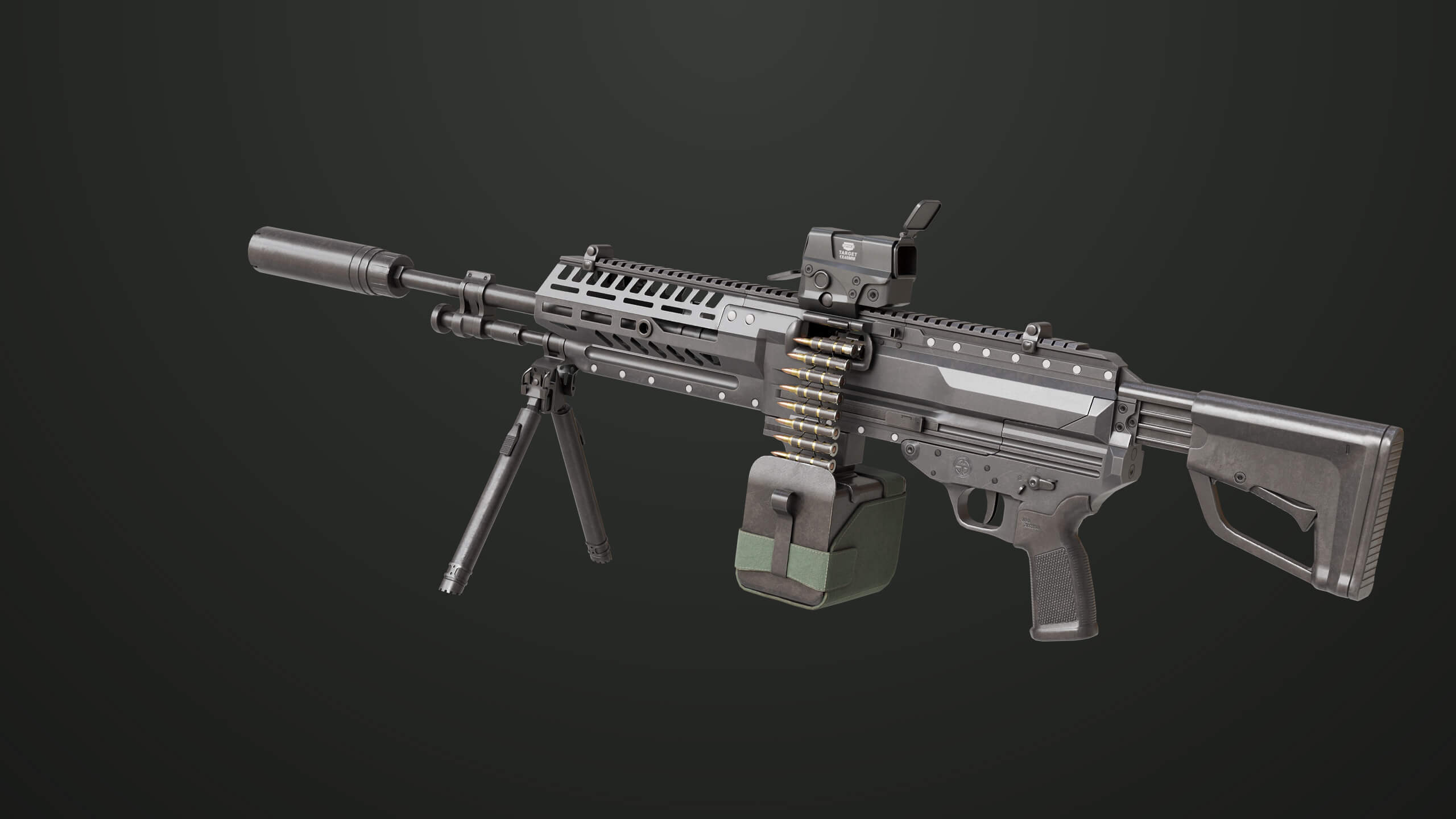 Machine Gun 14 Black All PBR Unity UE Textures - 3D Model by Eight Vertex