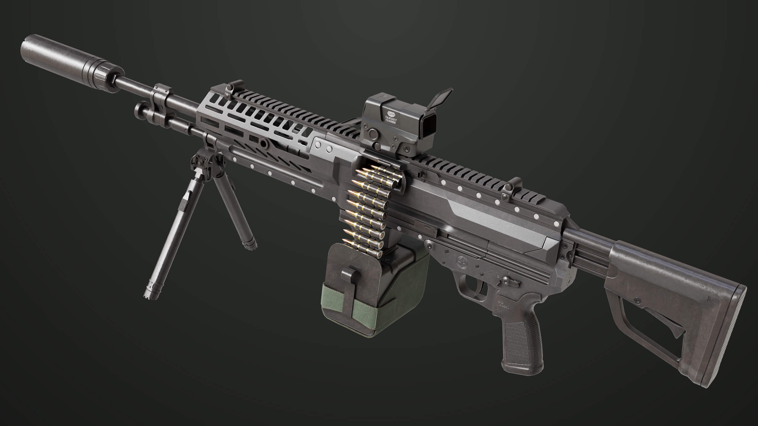 Machine Gun 14 Black All PBR Unity UE Textures - 3D Model by Eight Vertex