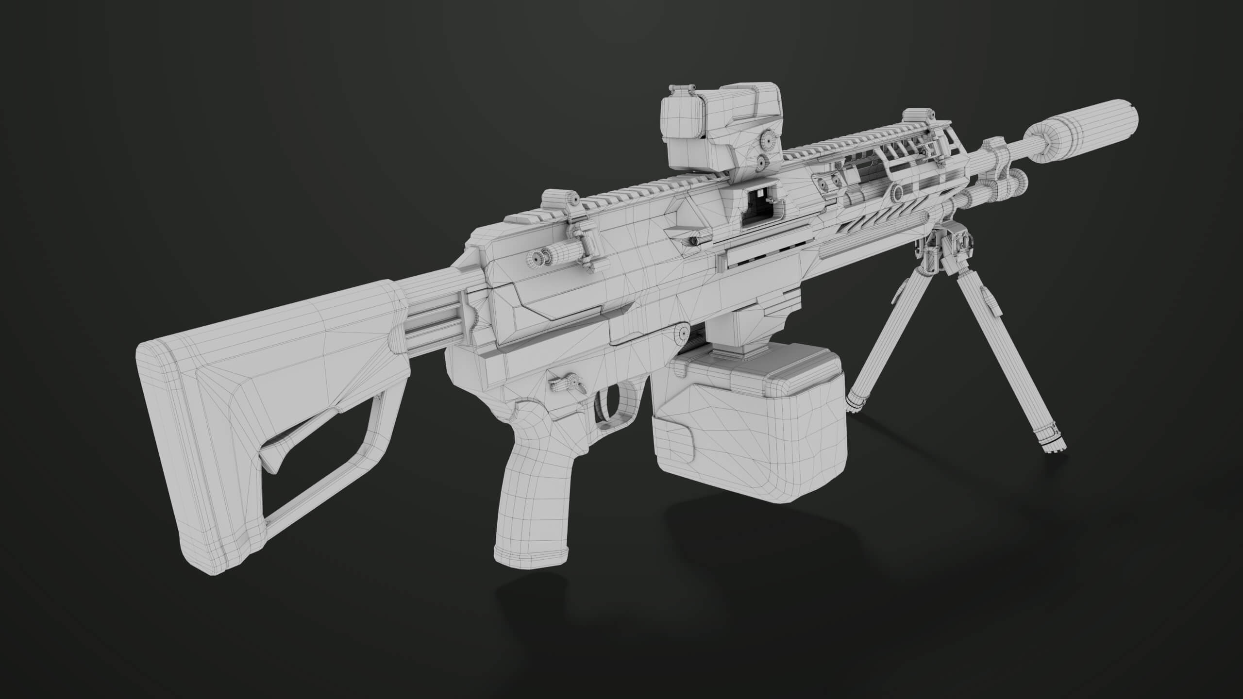 Machine Gun 14 Black All PBR Unity UE Textures - 3D Model by Eight Vertex