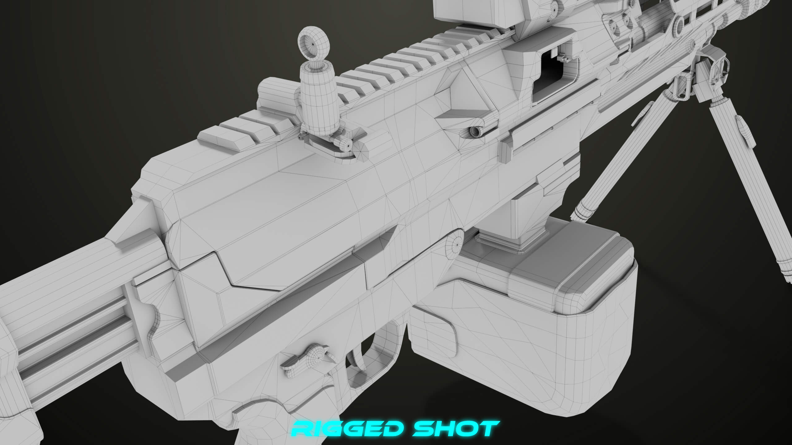 Machine Gun 14 Military Green All PBR Unity UE - 3D Model by Eight Vertex