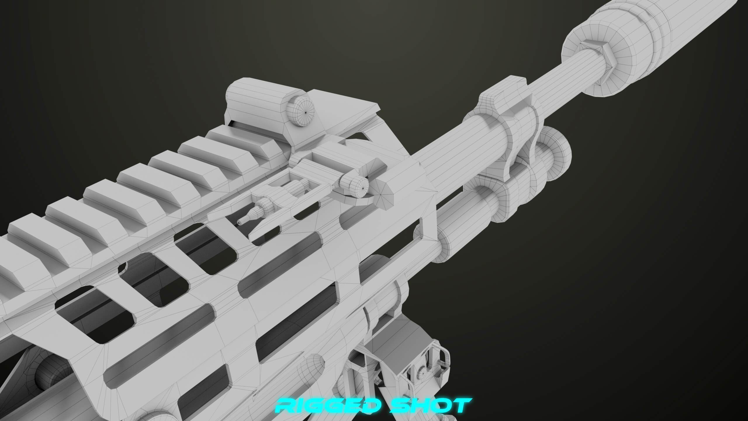 Machine Gun 14 Military Green All PBR Unity UE - 3D Model by Eight Vertex