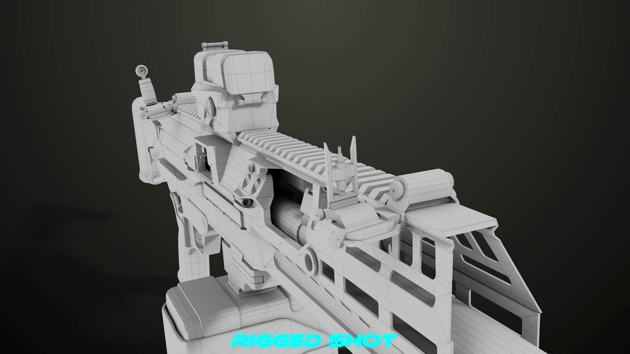 Machine Gun 14 Military Green All PBR Unity UE - 3D Model by Eight Vertex