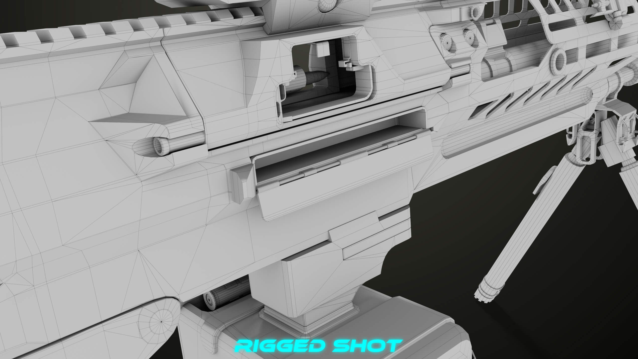 Machine Gun 14 Military Green All PBR Unity UE - 3D Model by Eight Vertex