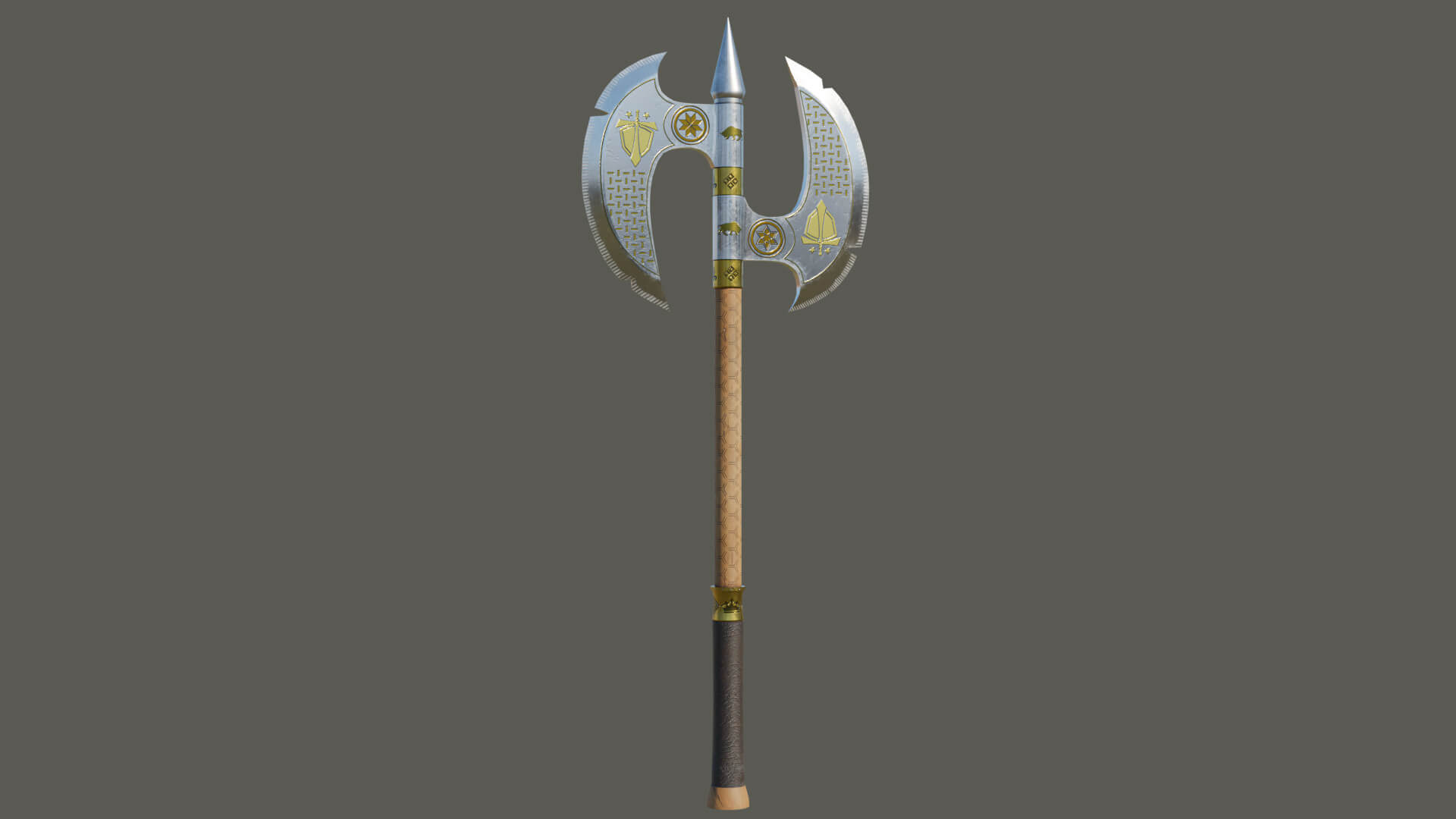 Medieval Battle Axe 01 Gold All PBR Unity UE Textures - 3D Model by ...