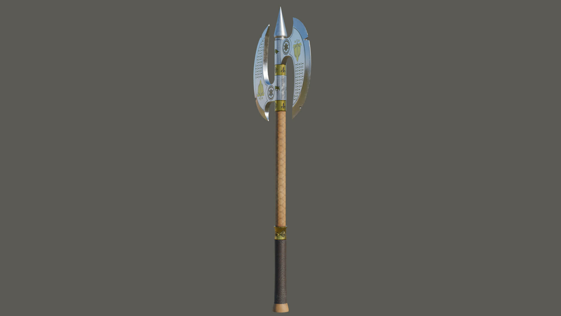 Medieval Battle Axe 01 Gold All PBR Unity UE Textures - 3D Model by ...