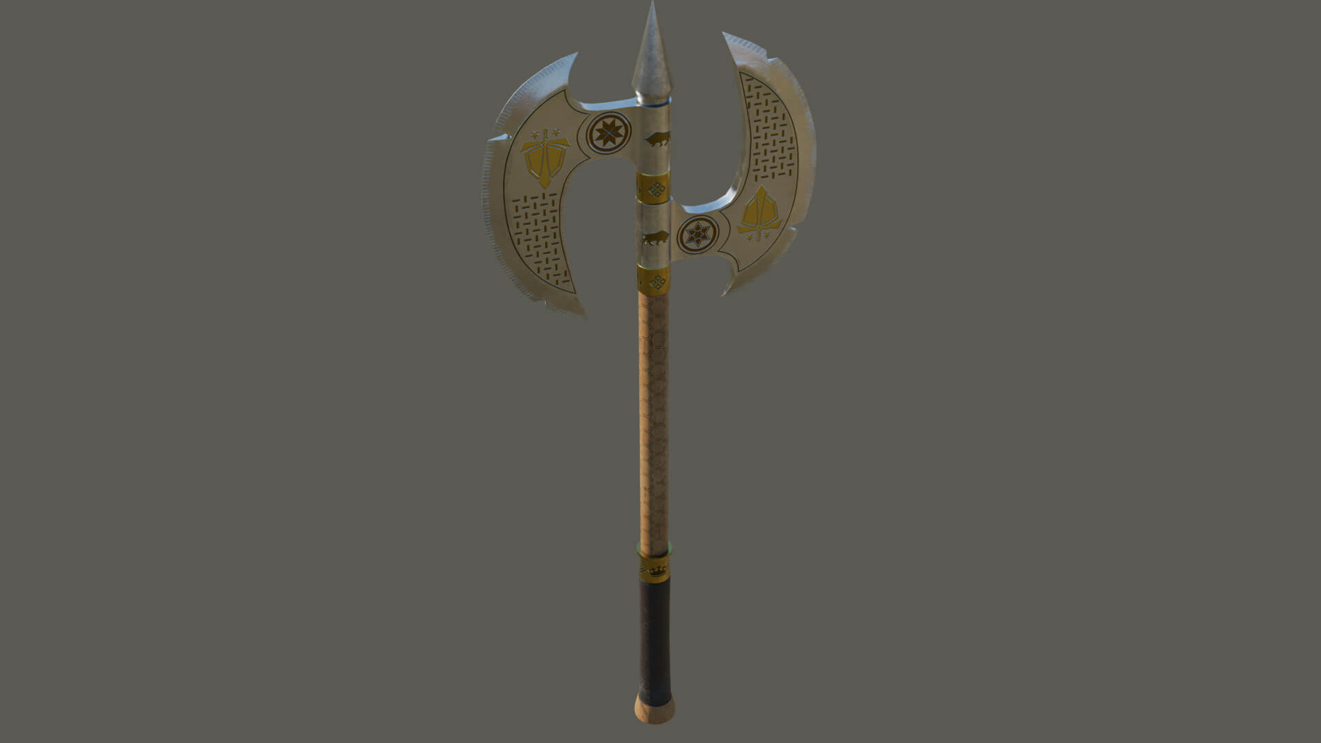 Medieval Battle Axe 01 Gold All PBR Unity UE Textures - 3D Model by ...