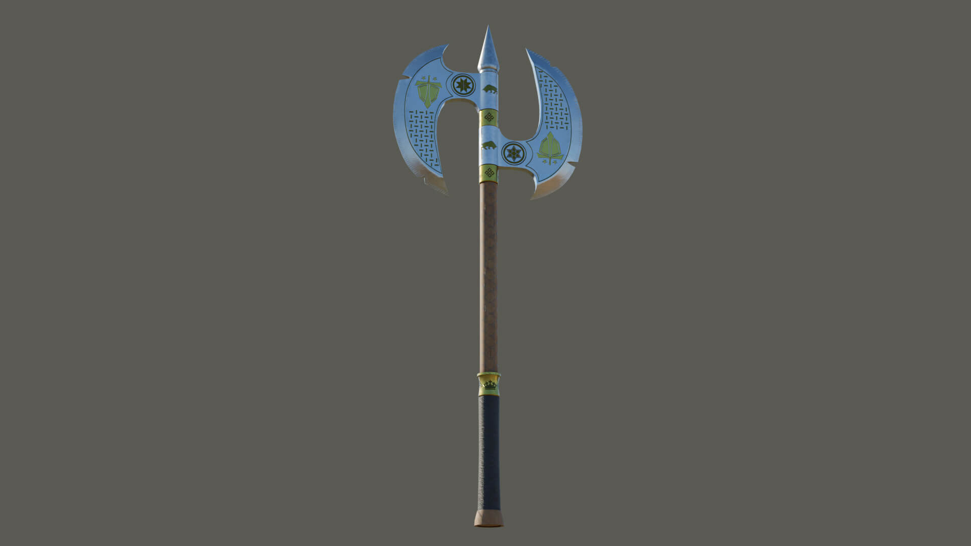 Medieval Battle Axe 01 Gold All PBR Unity UE Textures - 3D Model by ...