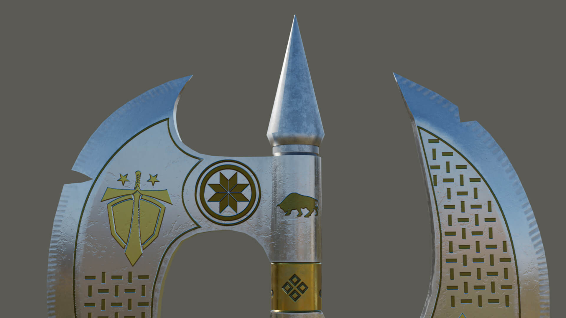 Medieval Battle Axe 01 Gold All PBR Unity UE Textures - 3D Model by ...