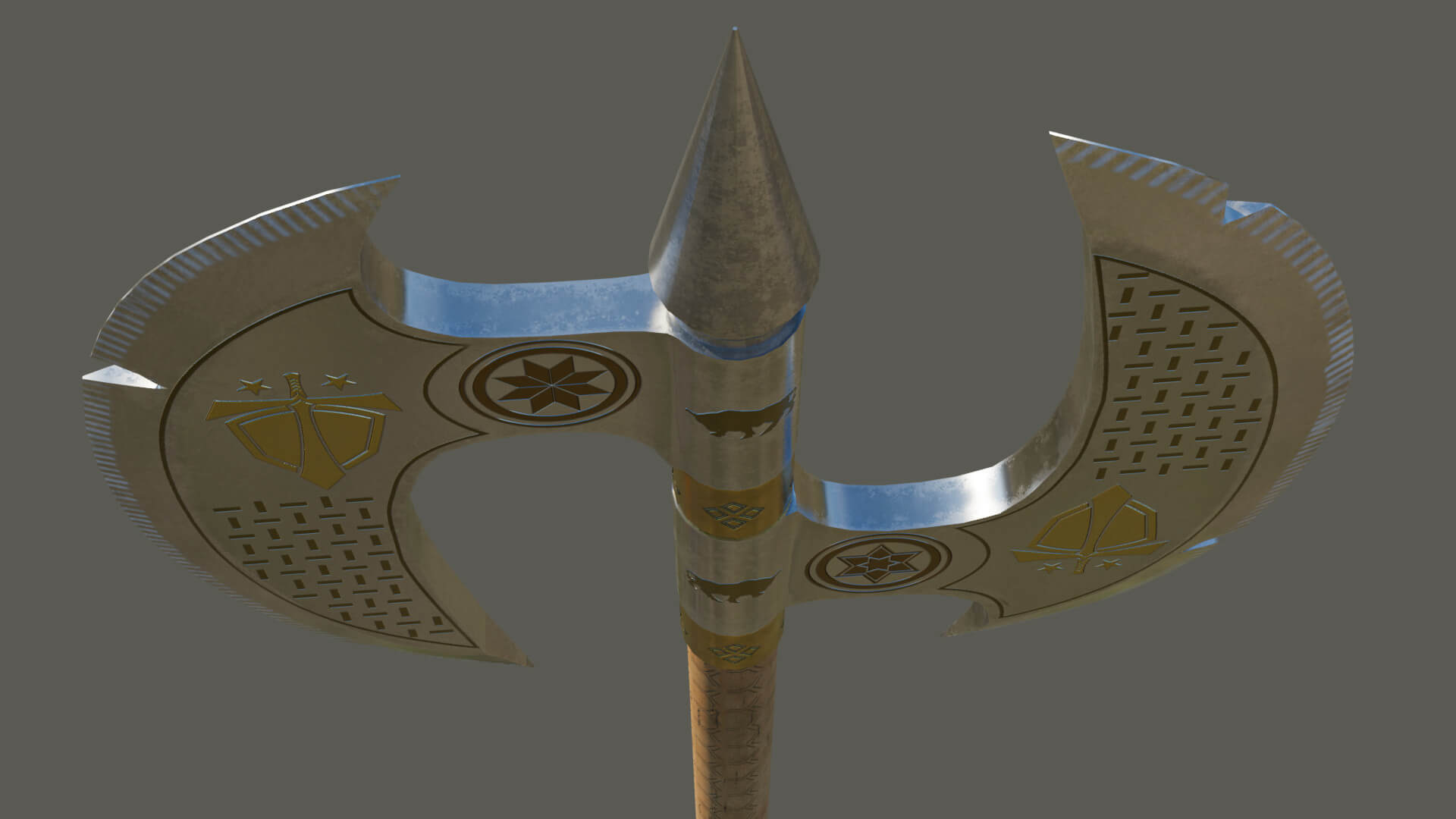 Medieval Battle Axe 01 Gold All PBR Unity UE Textures - 3D Model by ...