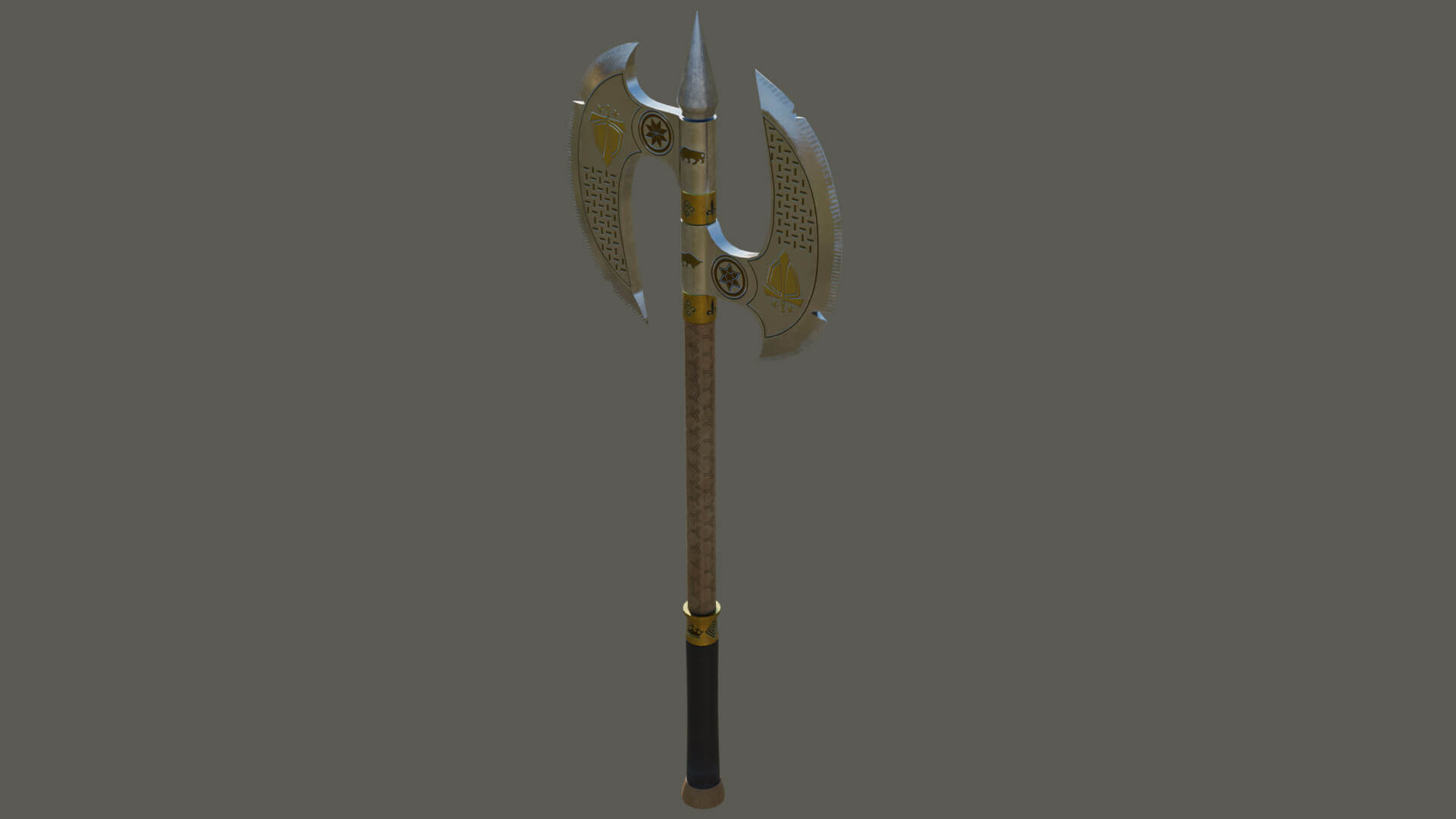 Medieval Battle Axe 01 Gold All PBR Unity UE Textures - 3D Model by ...