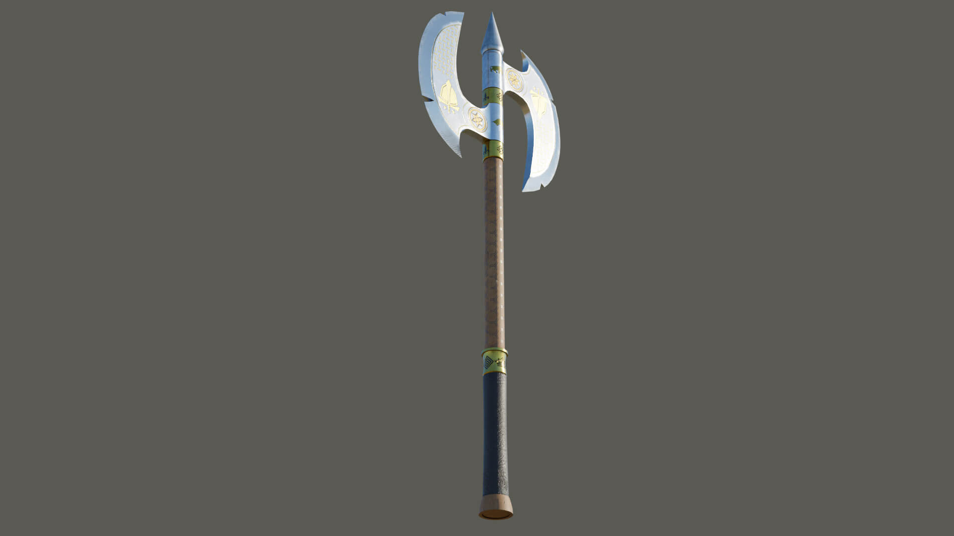 Medieval Battle Axe 01 Gold All PBR Unity UE Textures - 3D Model by ...