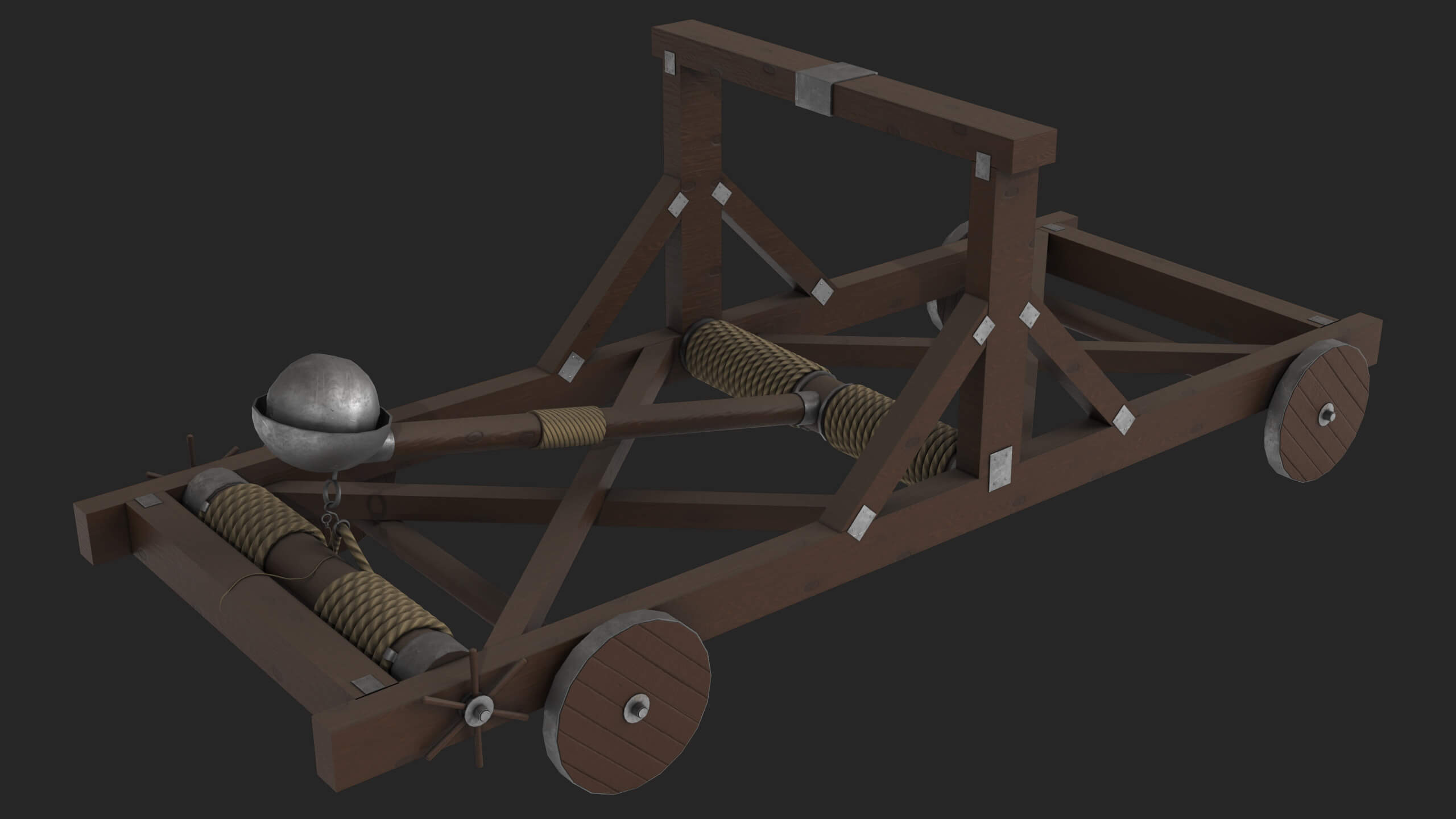 Medieval Catapult 01 All PBR Unity UE Textures Included - 3D Model by Eight Vertex