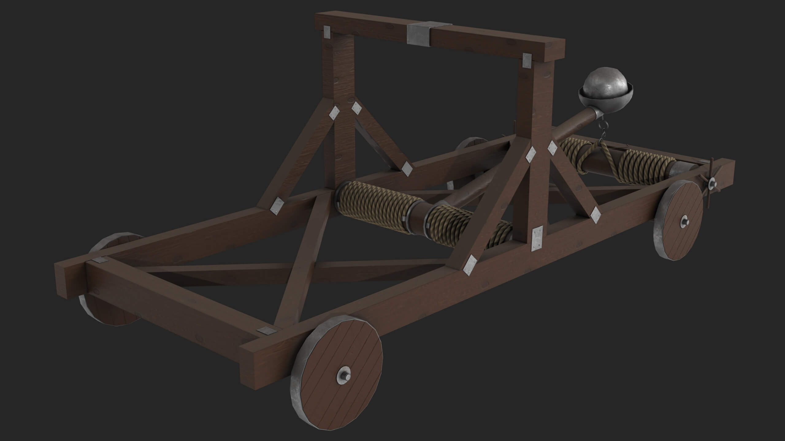 Medieval Catapult 01 All PBR Unity UE Textures Included - 3D Model by Eight Vertex