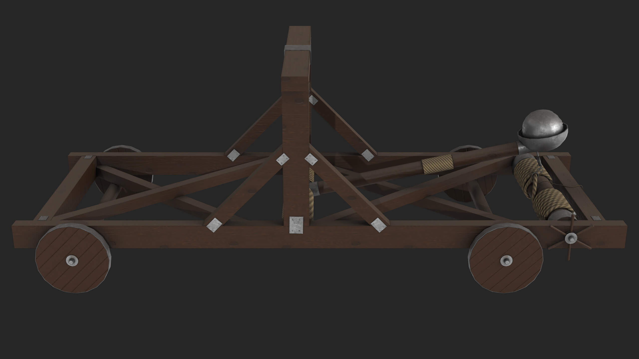 Medieval Catapult 01 All PBR Unity UE Textures Included - 3D Model by Eight Vertex
