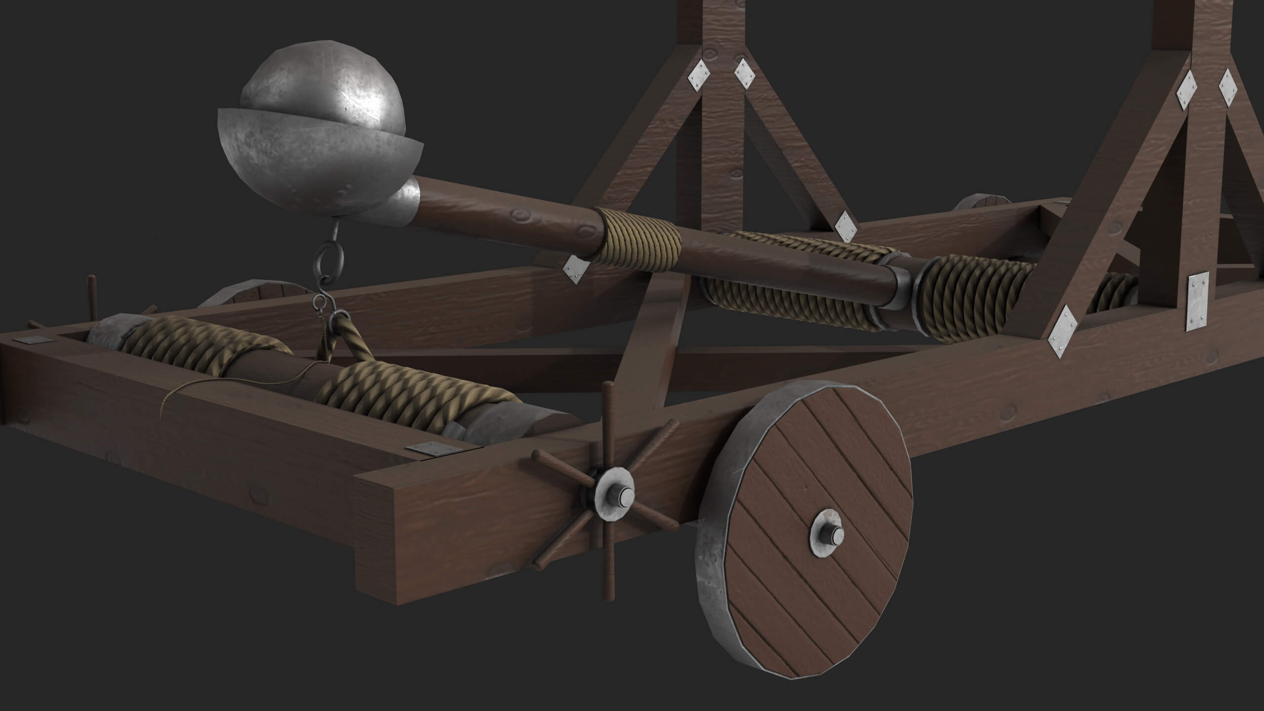 Medieval Catapult 01 All PBR Unity UE Textures Included - 3D Model by Eight Vertex