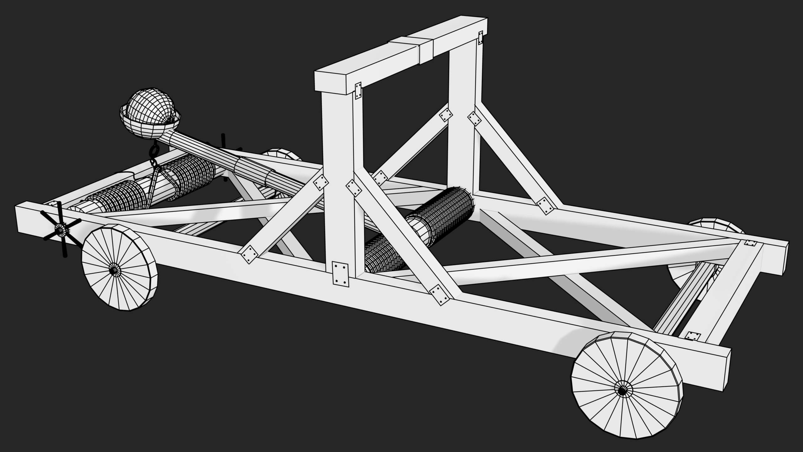 Medieval Catapult 01 All PBR Unity UE Textures Included - 3D Model by Eight Vertex