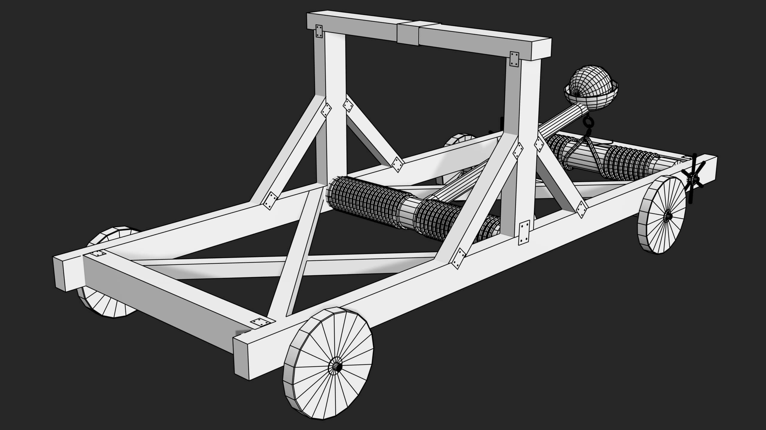 Medieval Catapult 01 All PBR Unity UE Textures Included - 3D Model by Eight Vertex
