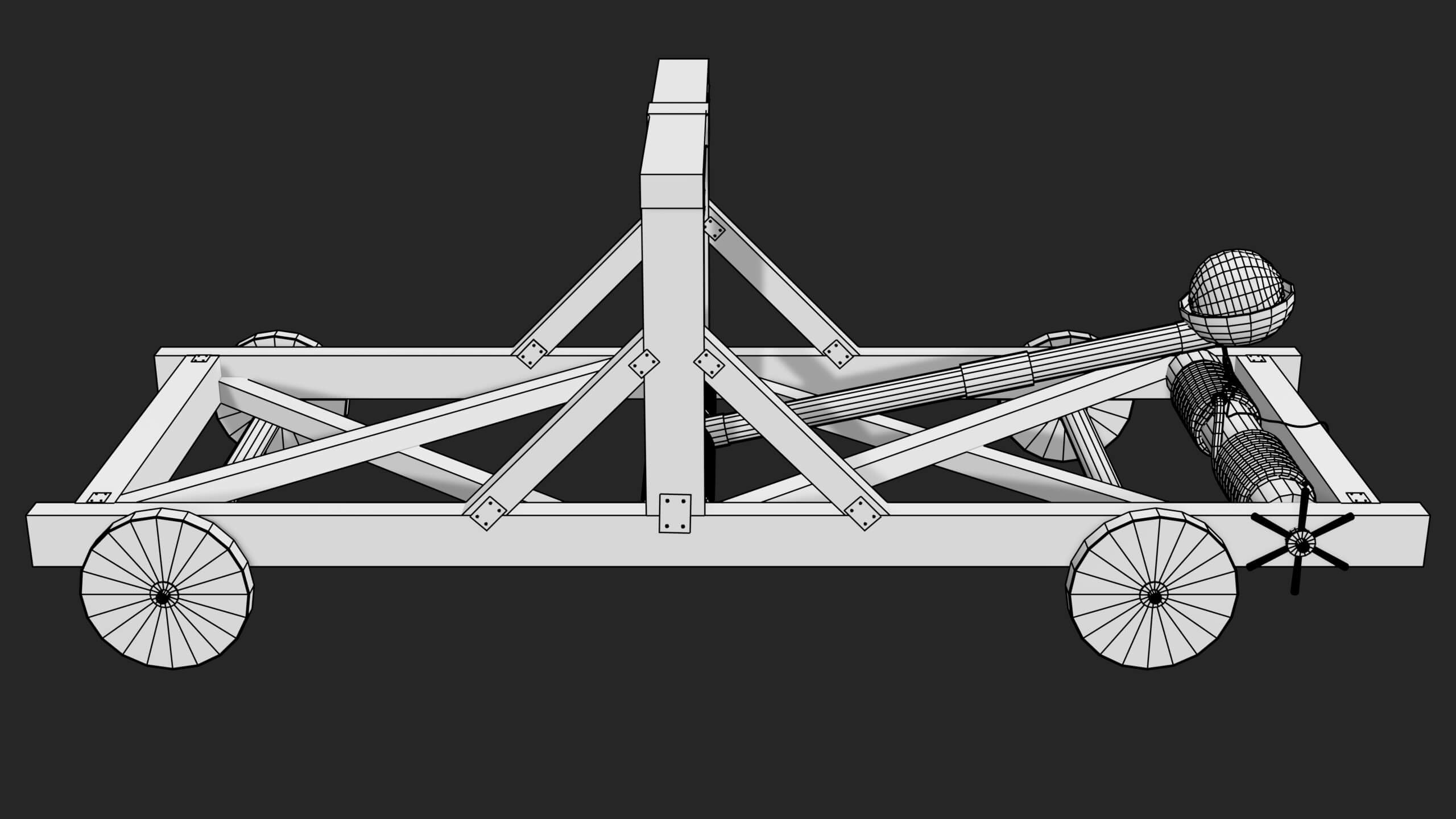 Medieval Catapult 01 All PBR Unity UE Textures Included - 3D Model by Eight Vertex