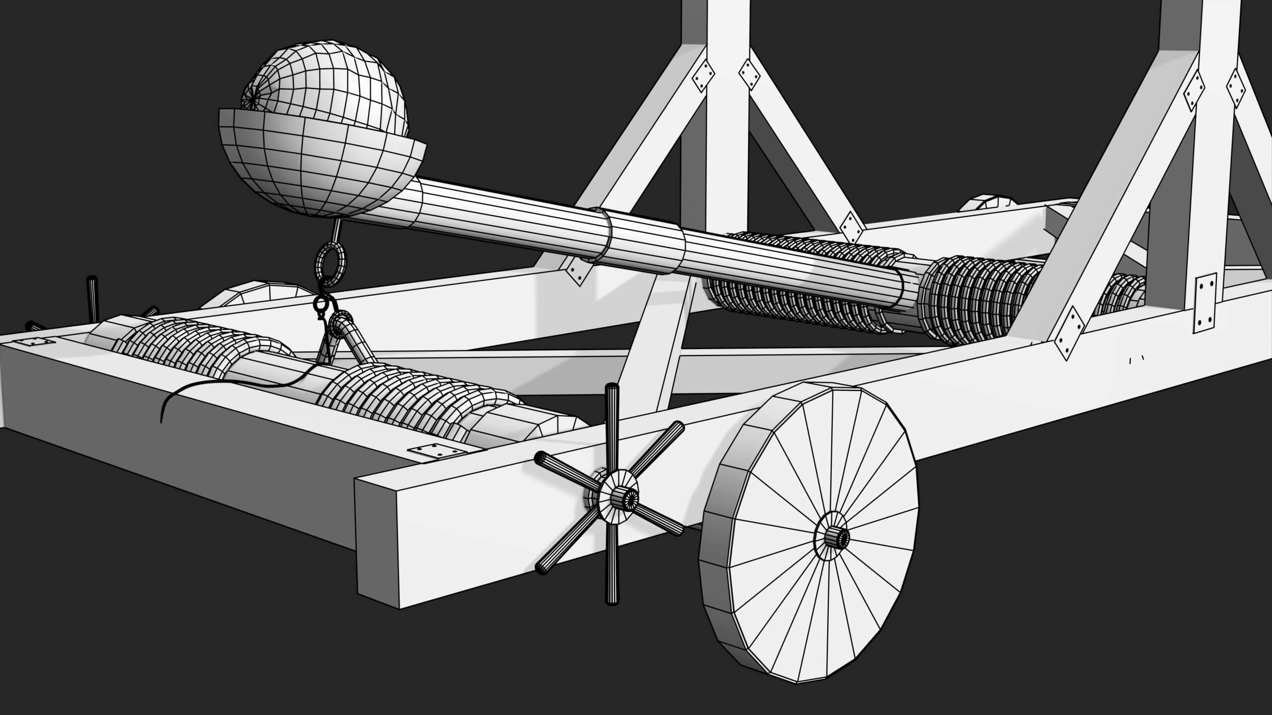 Medieval Catapult 01 All PBR Unity UE Textures Included - 3D Model by Eight Vertex