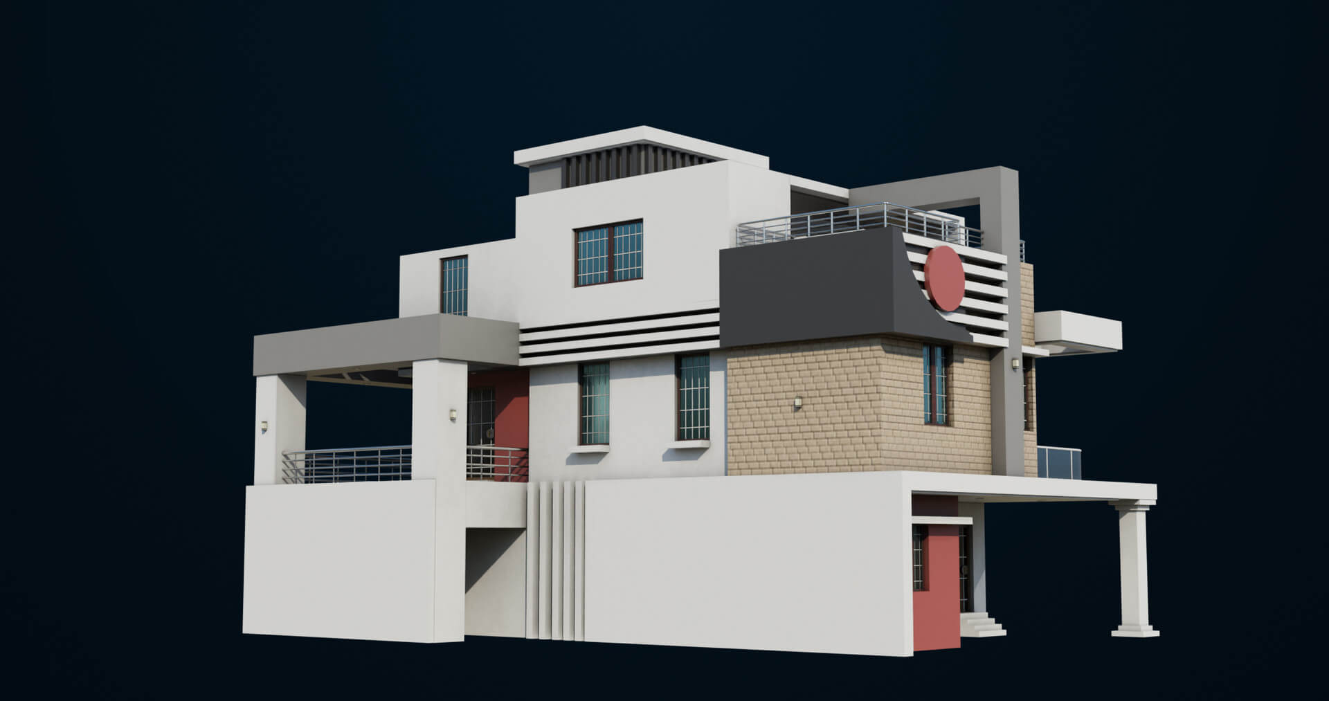 Modern House 01 All PBR Unity UE Textures - 3D Model by Eight Vertex