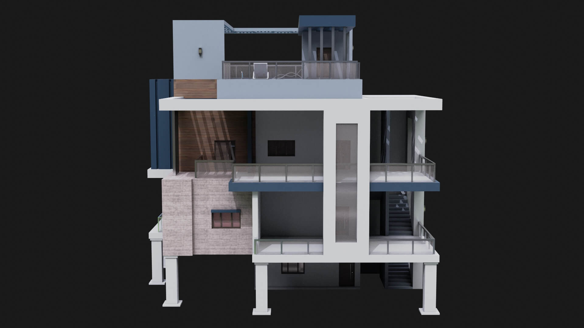 Modern House 02 All PBR Unity UE Textures Included Low Poly - 3D Model ...