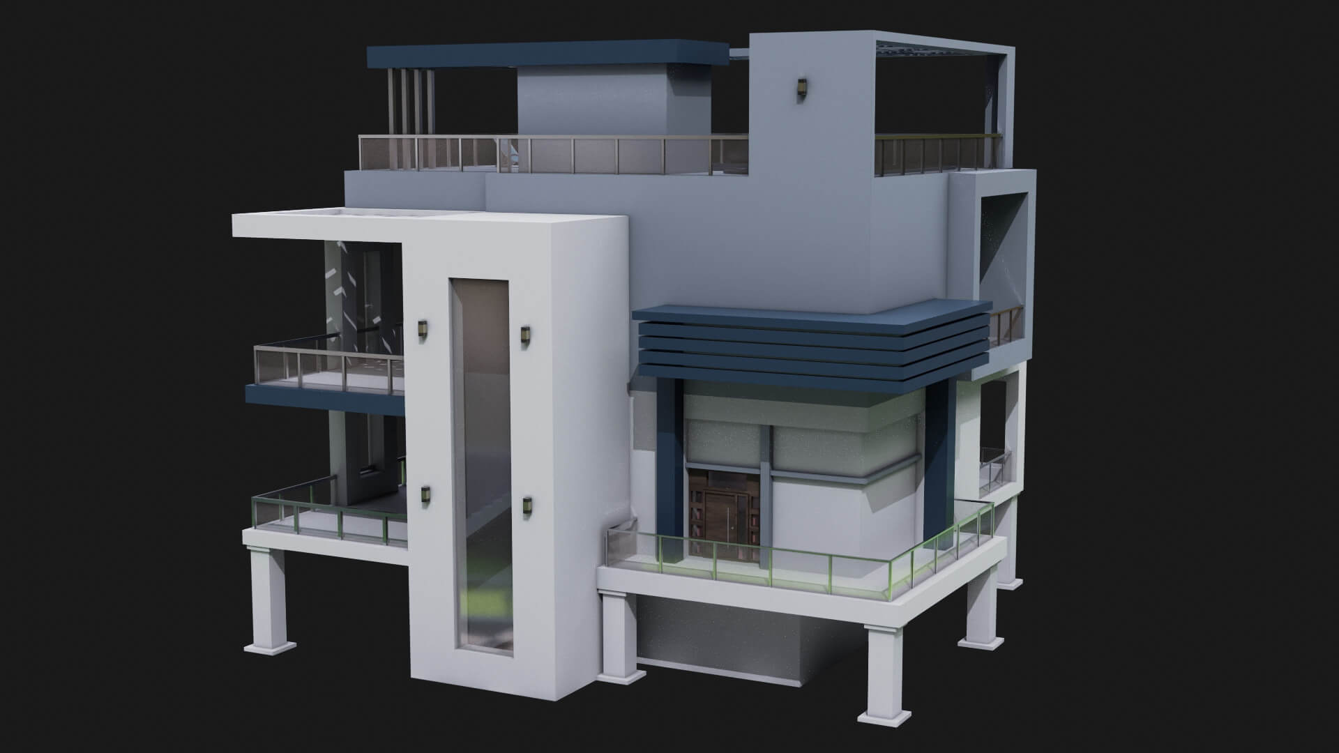 Modern House 02 All PBR Unity UE Textures Included Low Poly - 3D Model ...