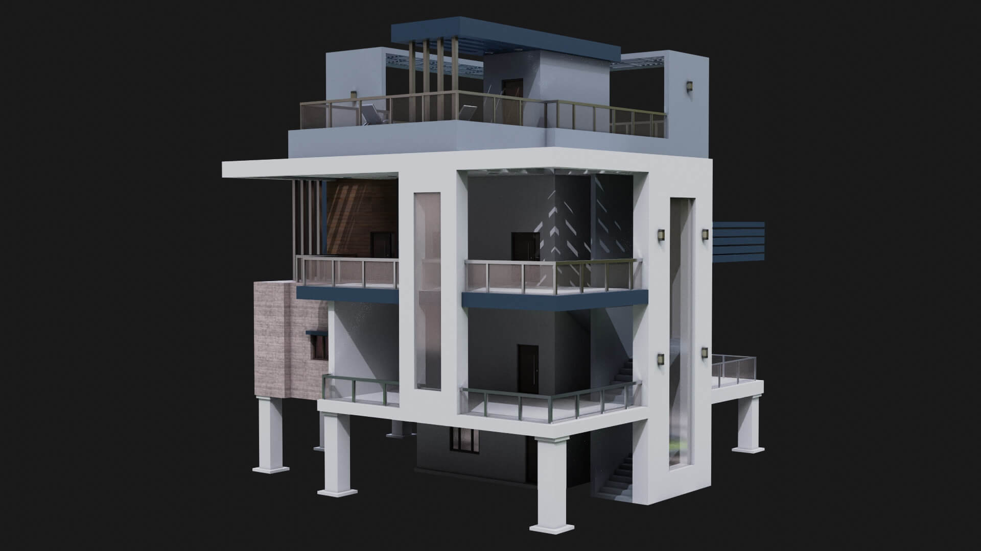 Modern House 02 All PBR Unity UE Textures Included Low Poly - 3D Model ...