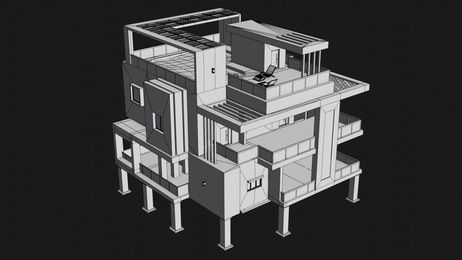 Modern House 02 All PBR Unity UE Textures Included Low Poly - 3D Model ...