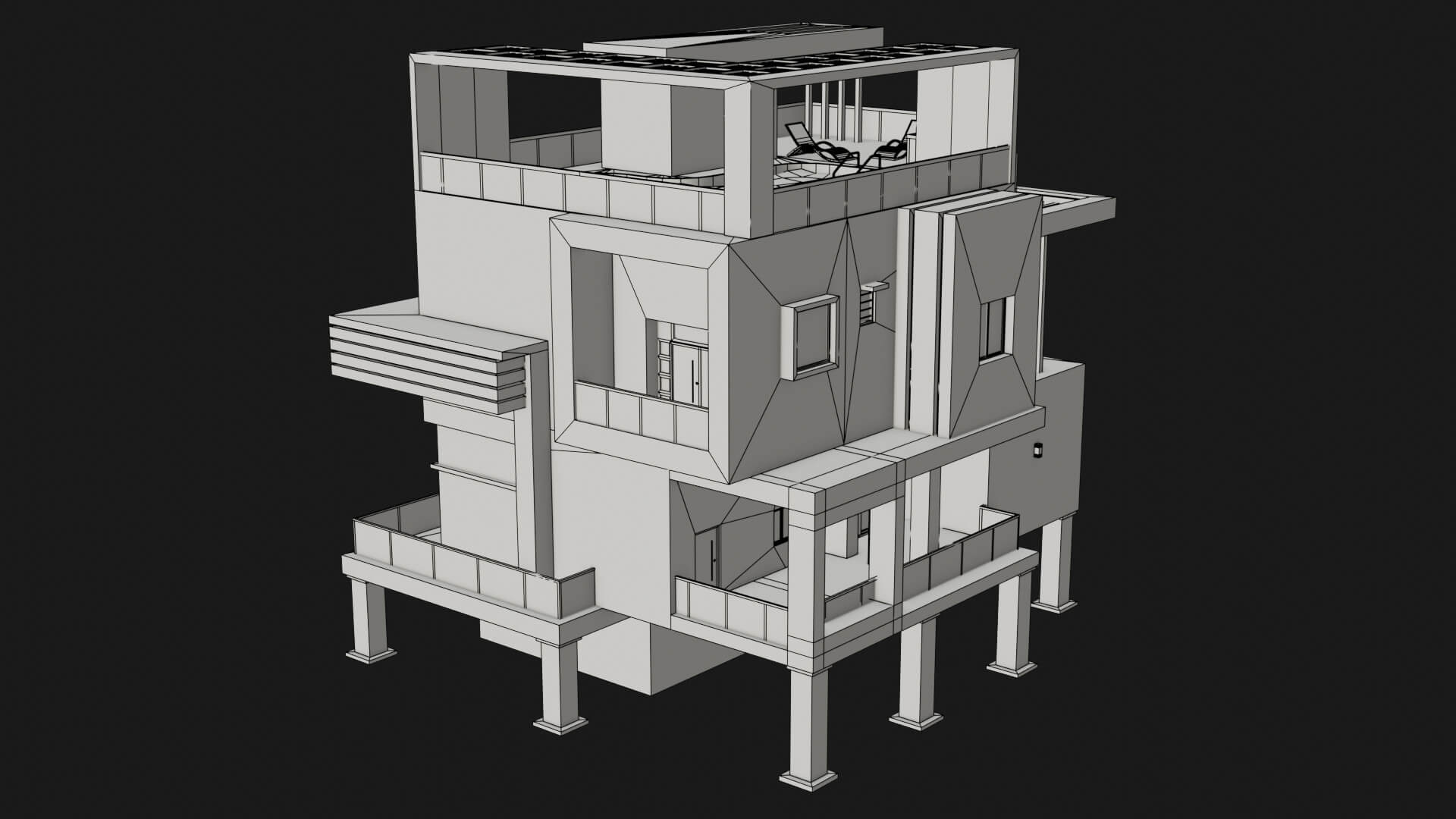 Modern House 02 All PBR Unity UE Textures Included Low Poly - 3D Model ...