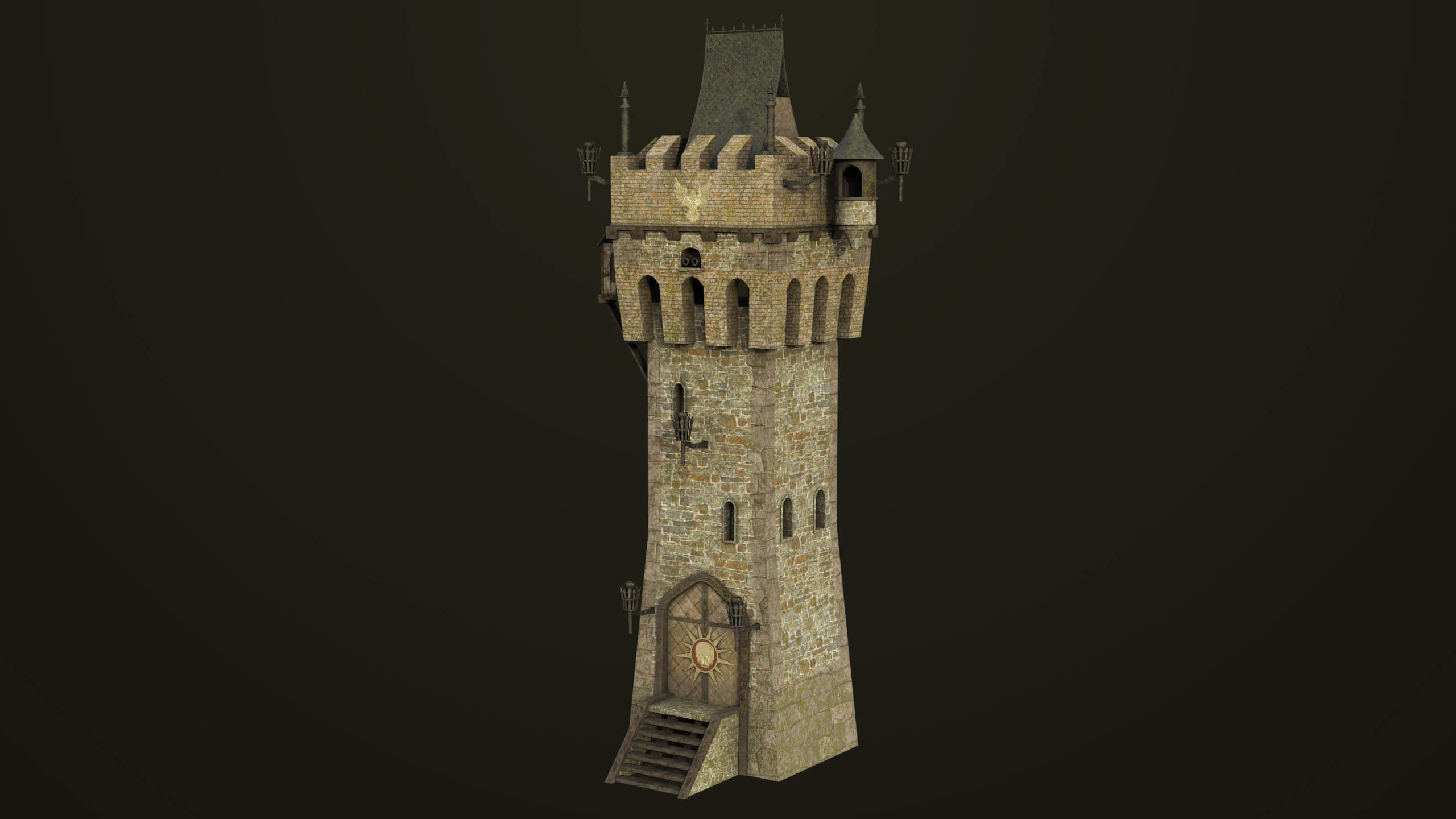 Old Castle Watch Tower 01 All PBR Unity UE Textures - 3D Model by Eight ...