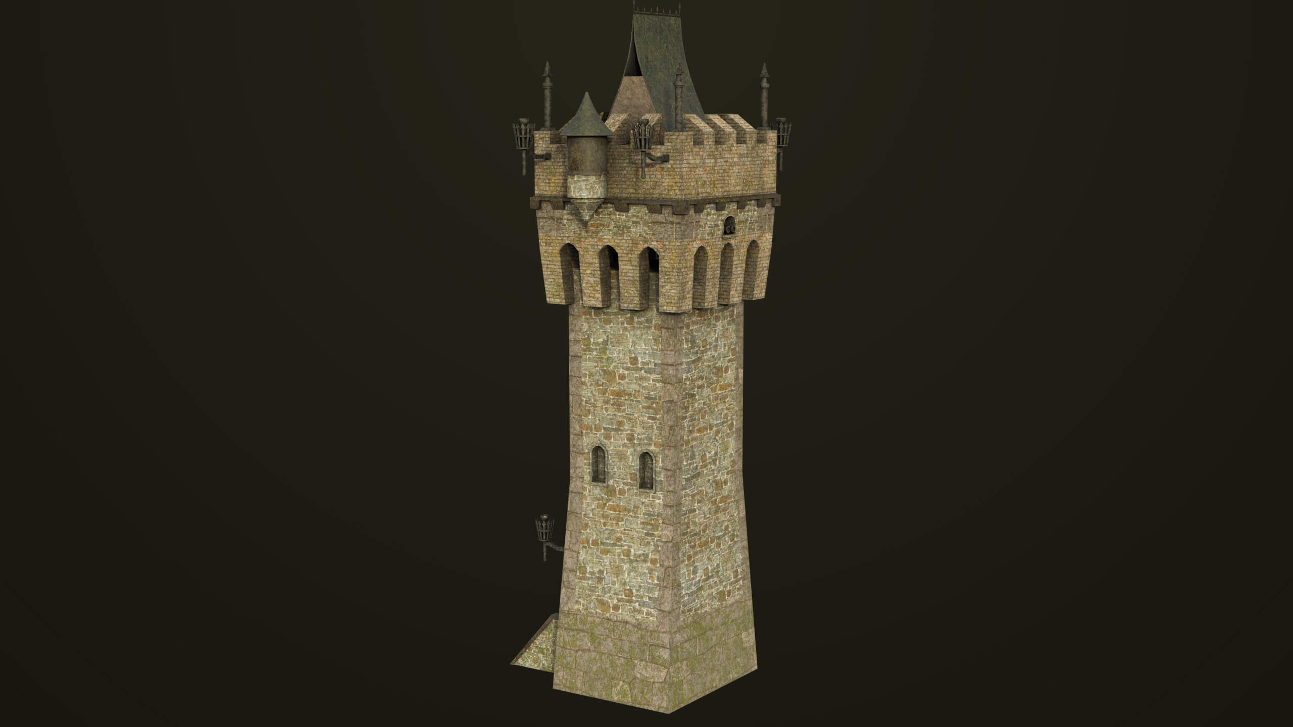 Old Castle Watch Tower 01 All PBR Unity UE Textures - 3D Model by Eight ...