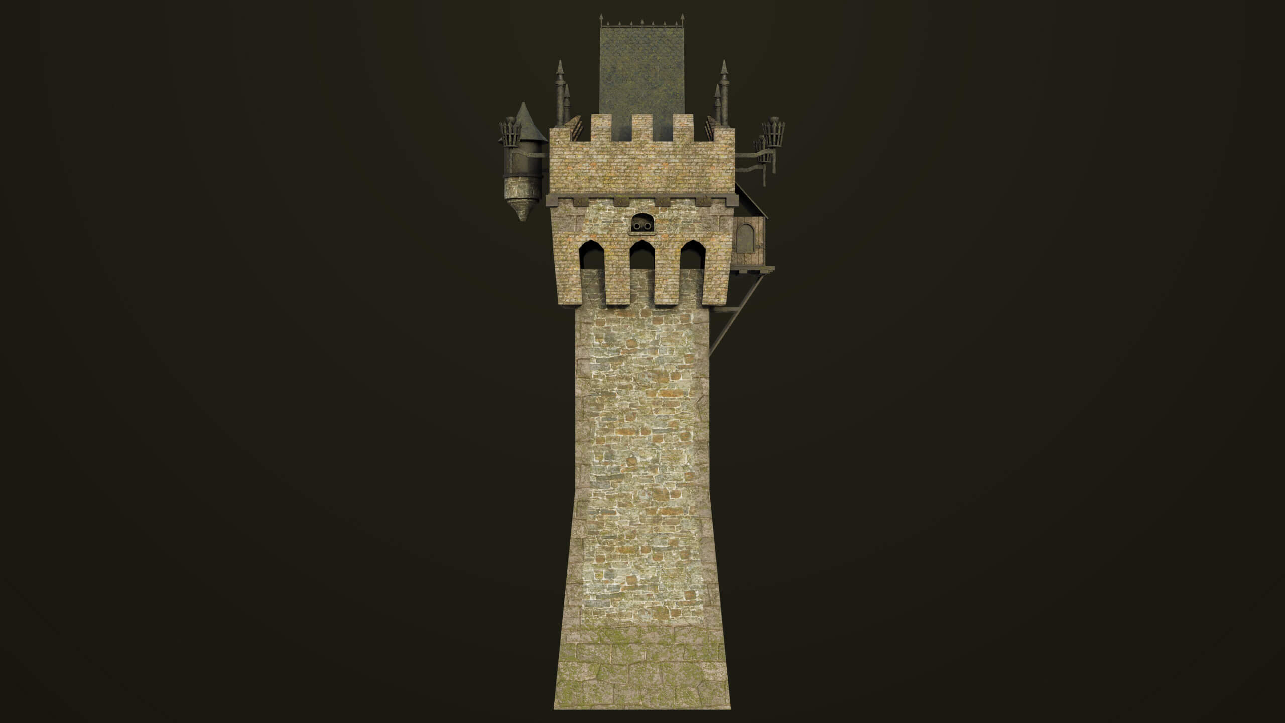 Old Castle Watch Tower 01 All PBR Unity UE Textures - 3D Model by Eight ...