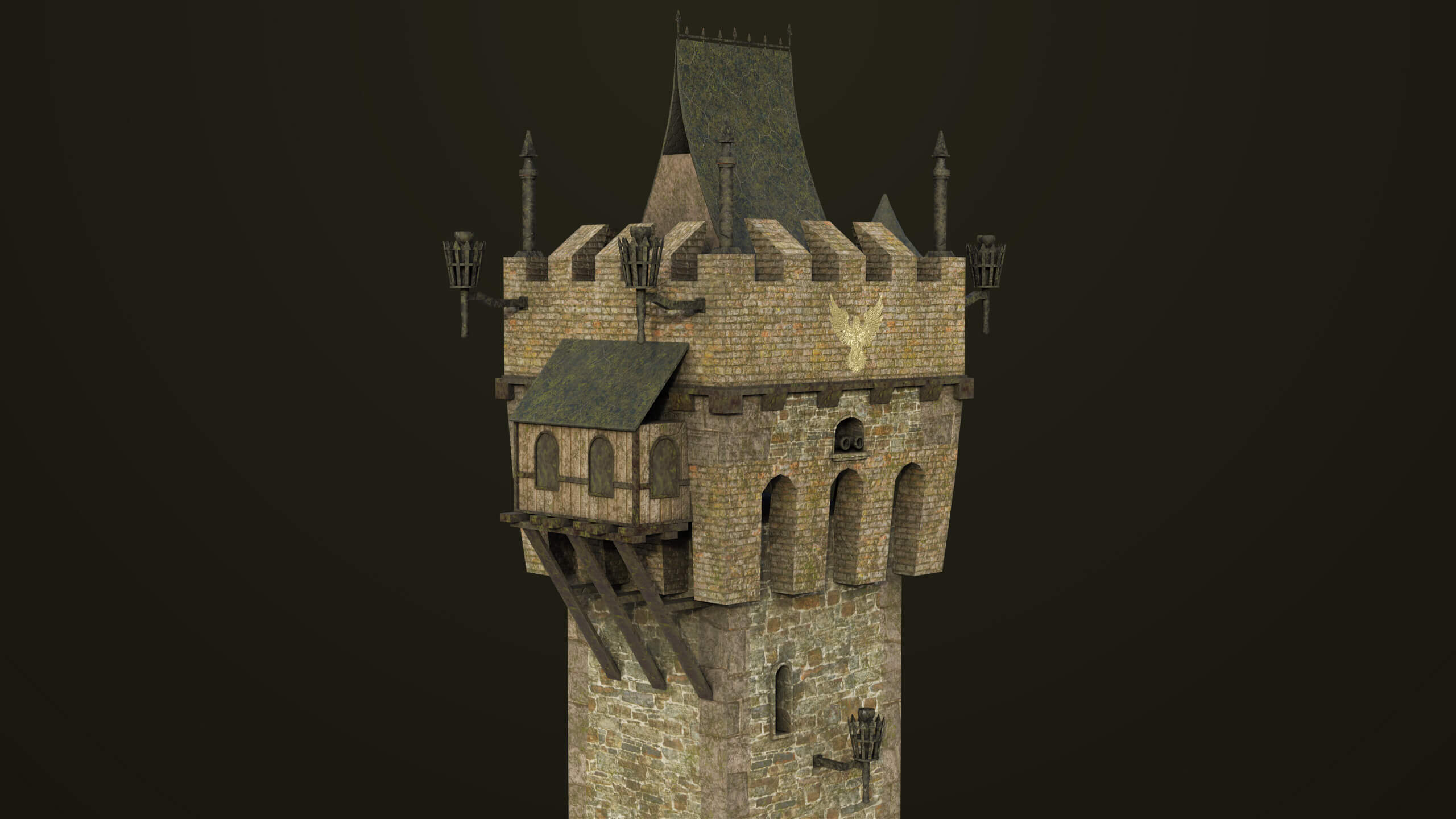 Old Castle Watch Tower 01 All PBR Unity UE Textures - 3D Model by Eight ...